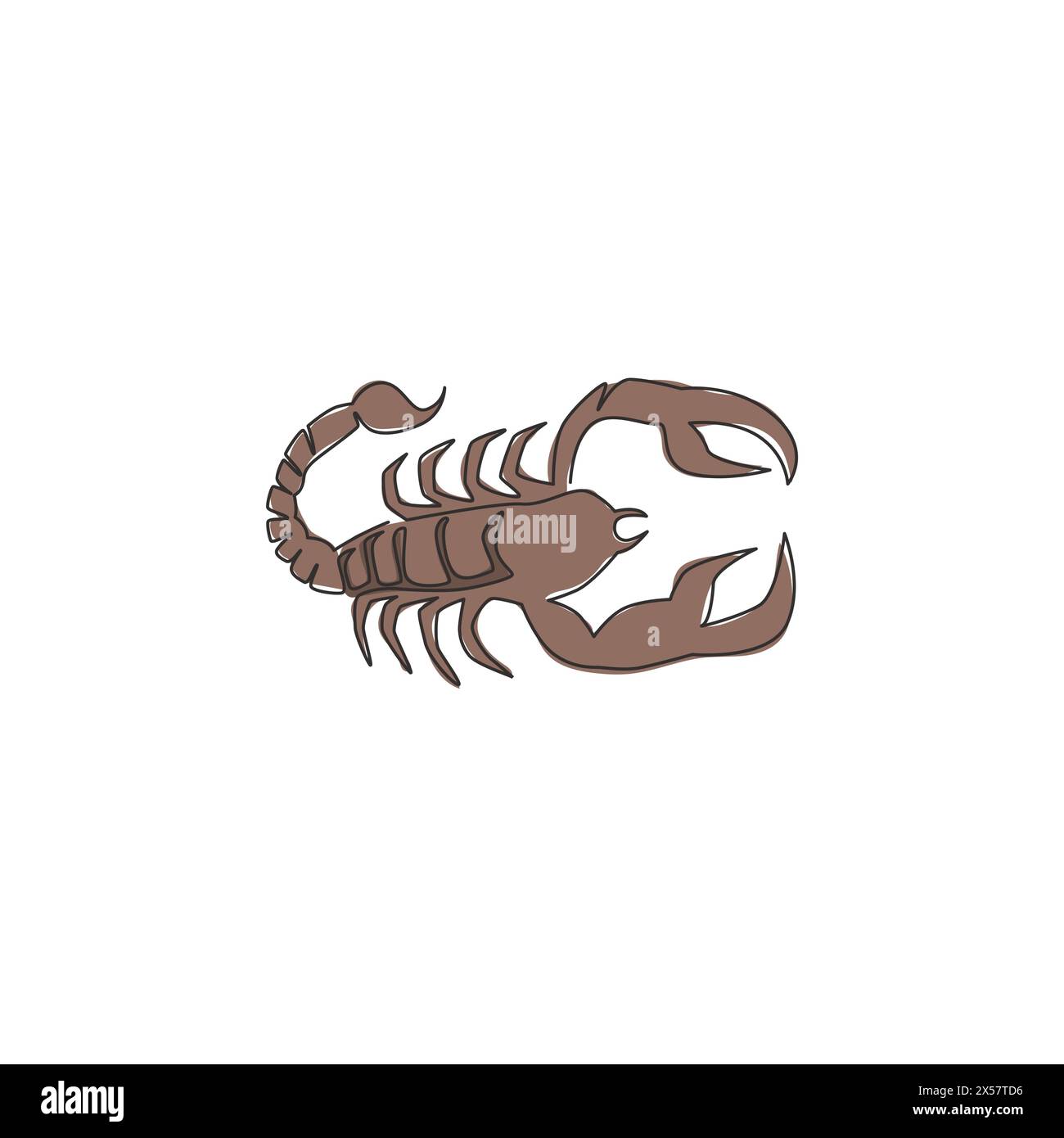 Single continuous line drawing of deadly scorpion for company logo ...