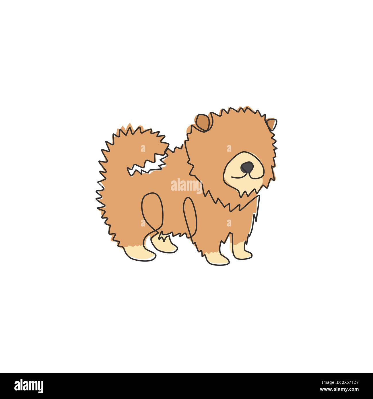 One continuous line drawing of adorable pomeranian dog for company logo ...