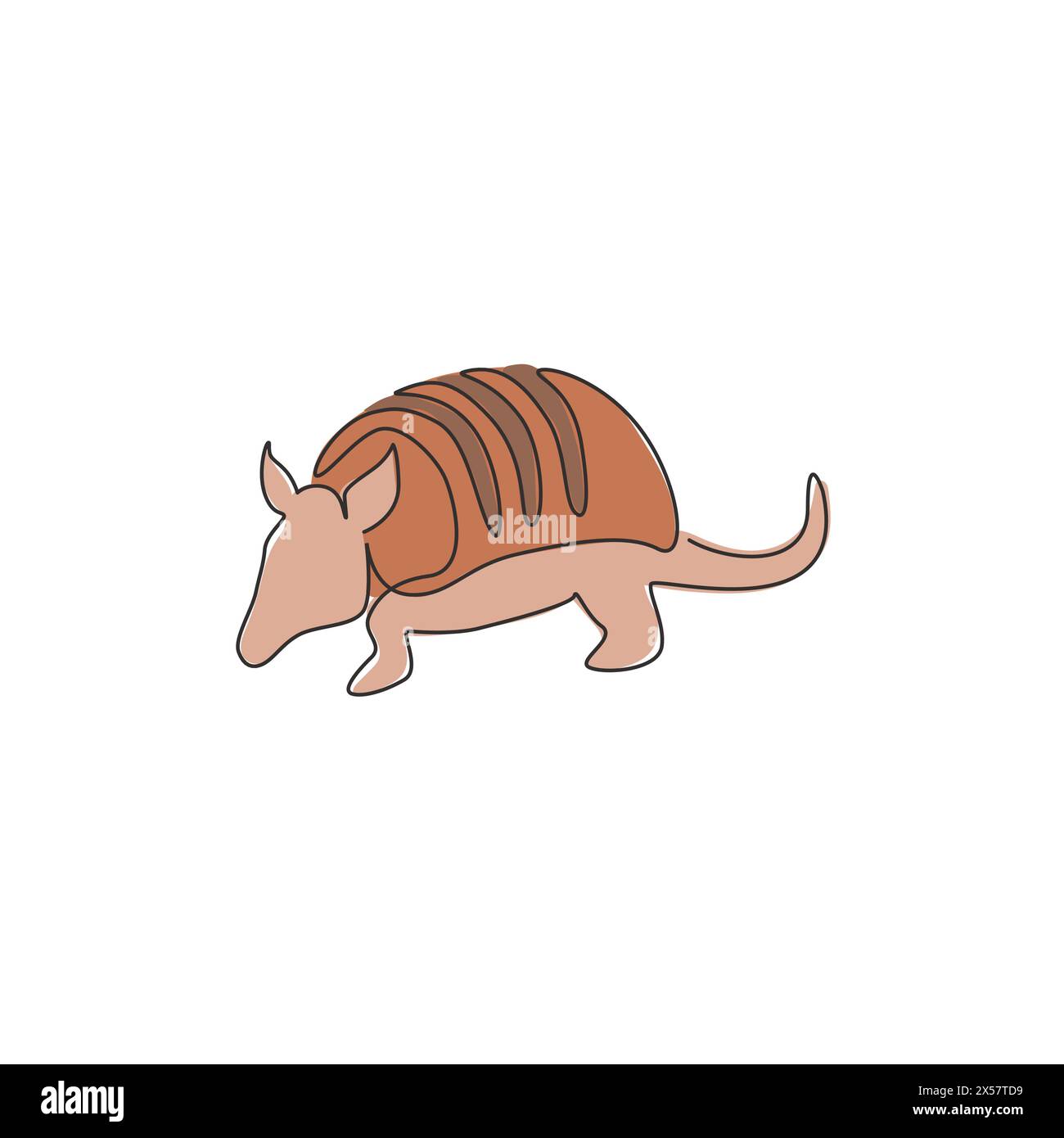One single line drawing of exotic armadillo for company logo identity ...