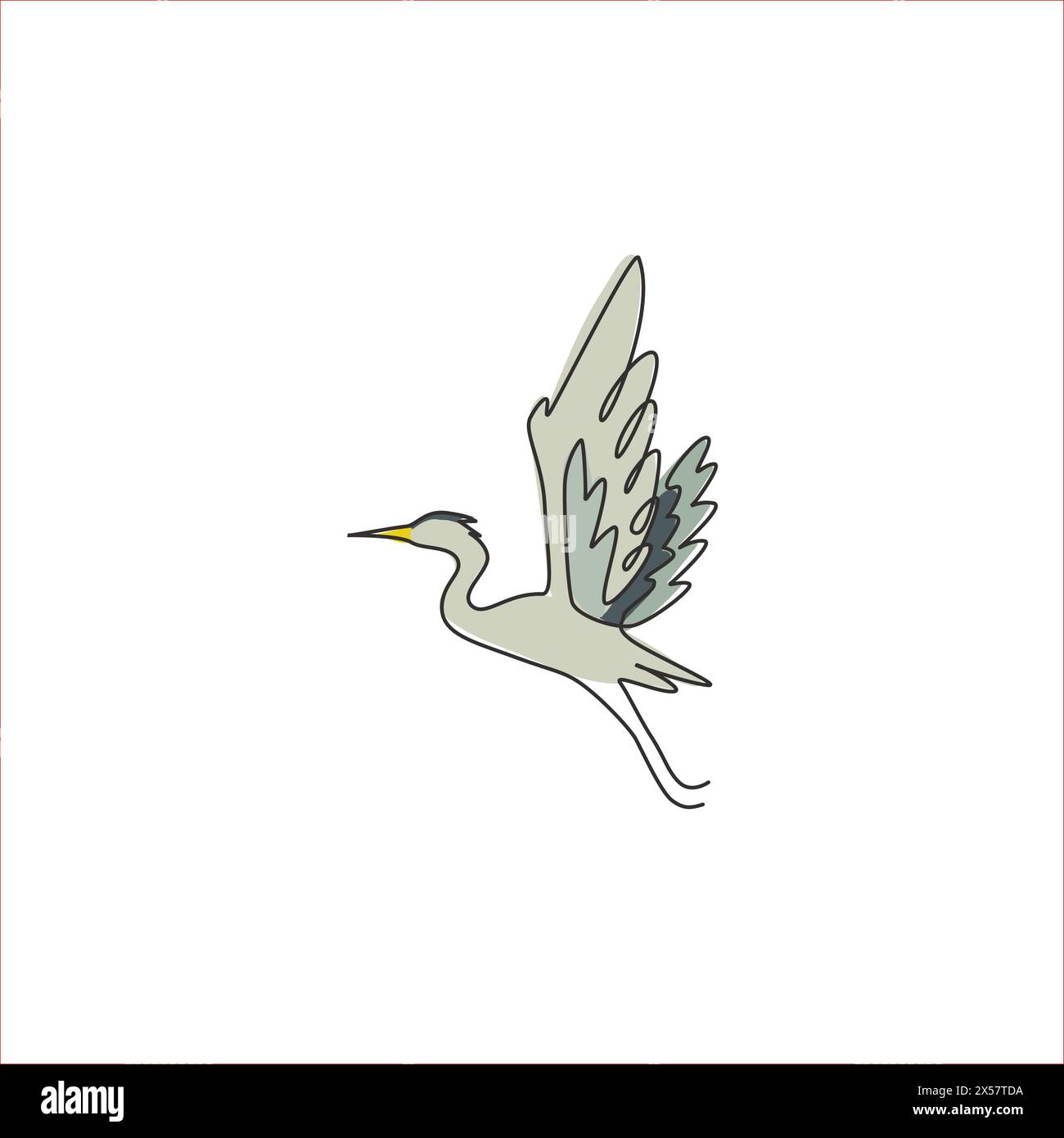 One single line drawing of beautiful flying heron for company logo ...