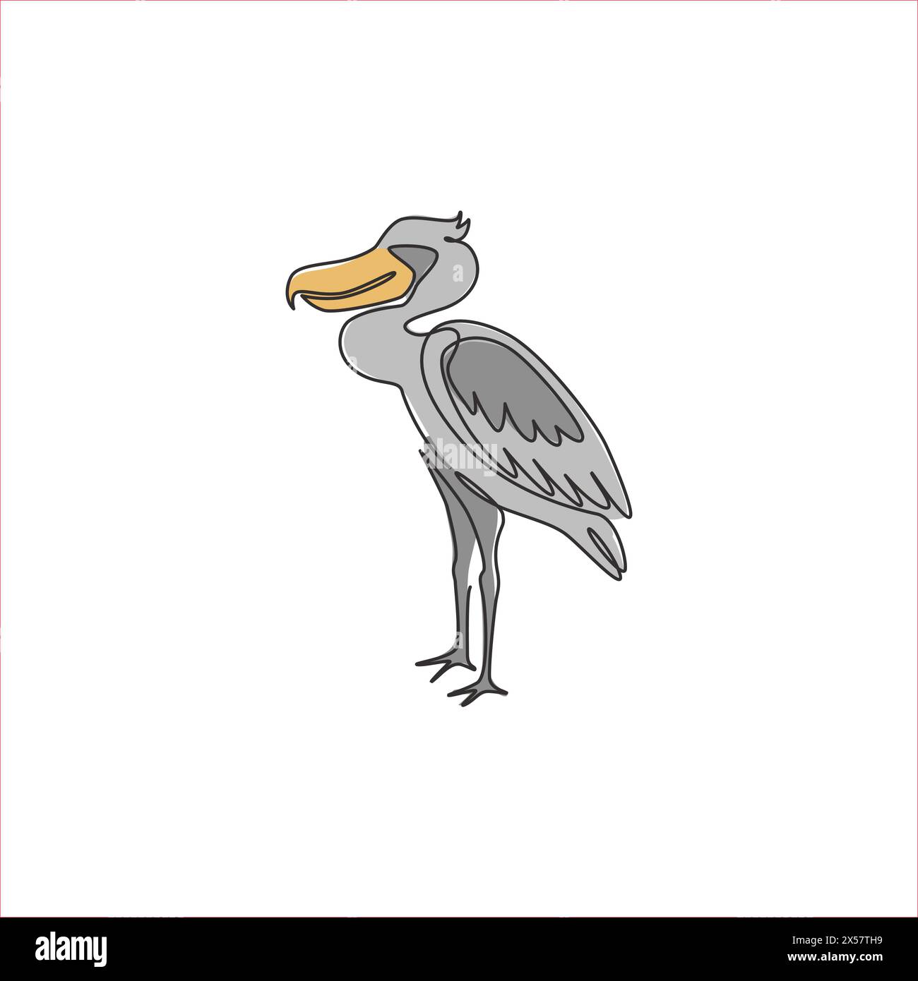 Single continuous line drawing of large adorable shoebill for logo ...