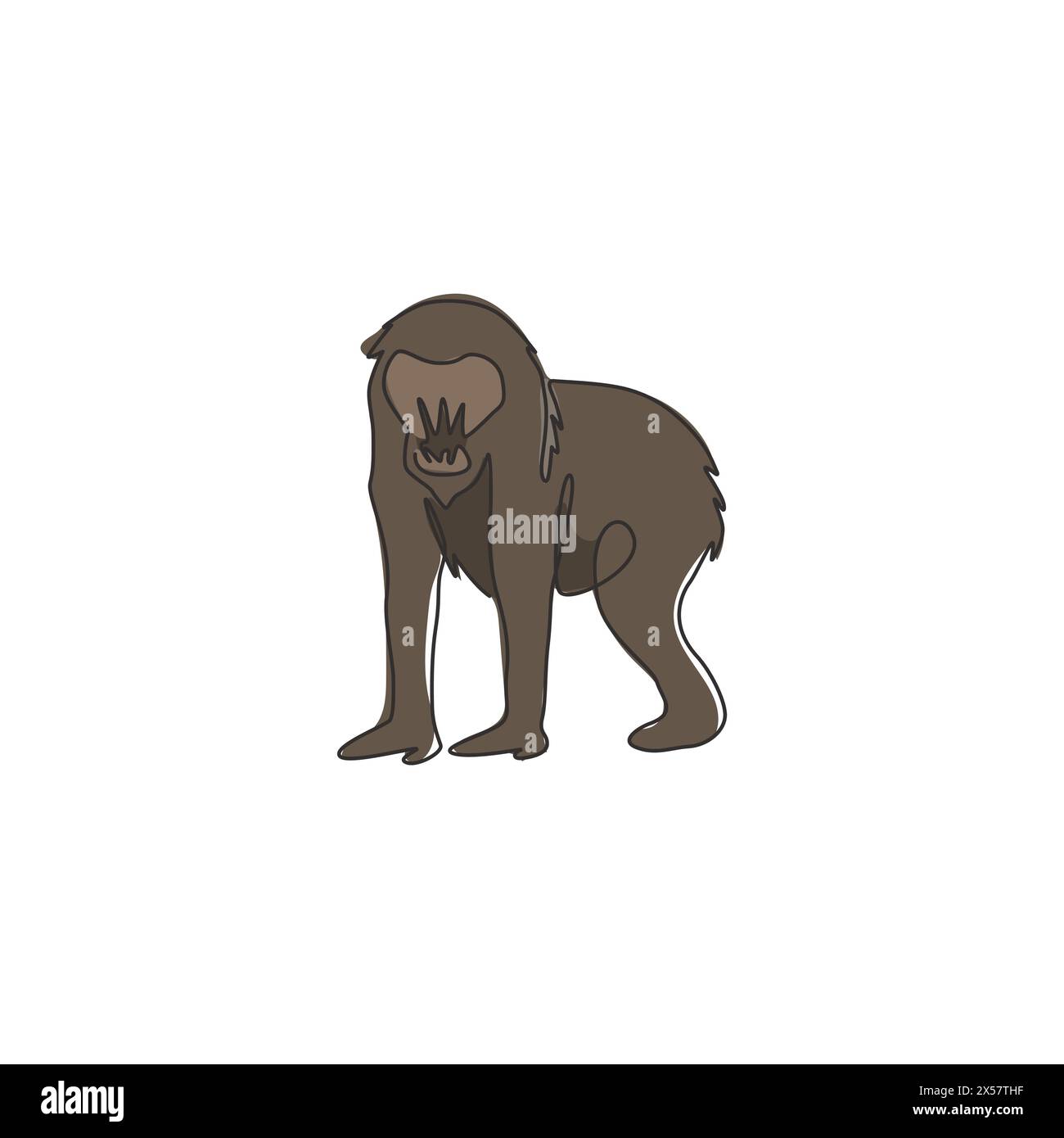 One continuous line drawing of cute mandrill for company logo identity ...