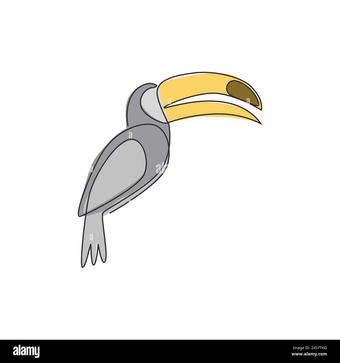 One continuous line drawing of cute toucan bird with big beak for logo ...