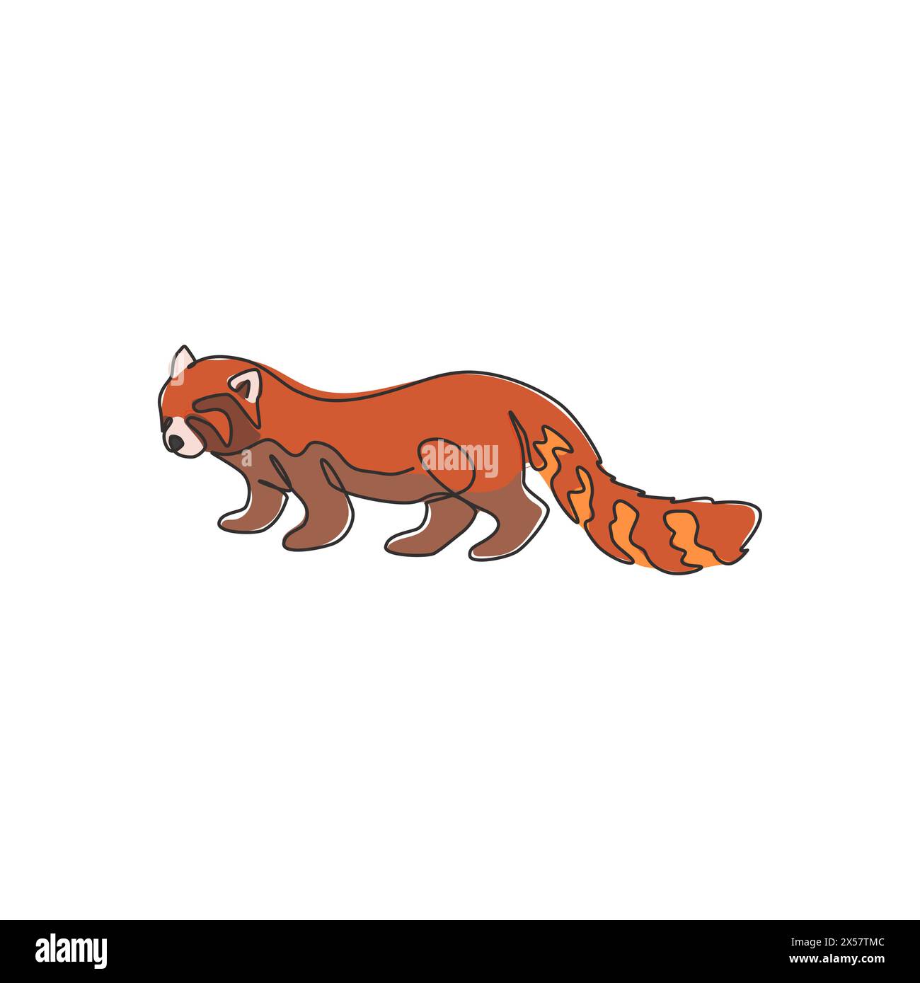 One single line drawing of adorable red panda for company logo identity ...