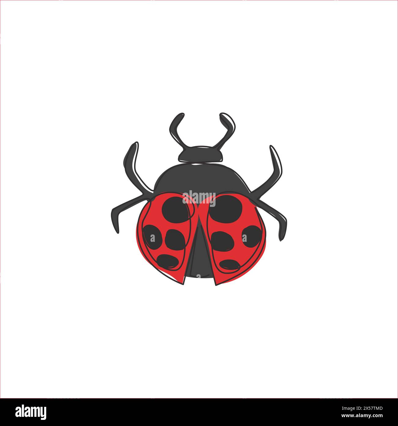 Single one line drawing of adorable ladybug for company logo identity ...