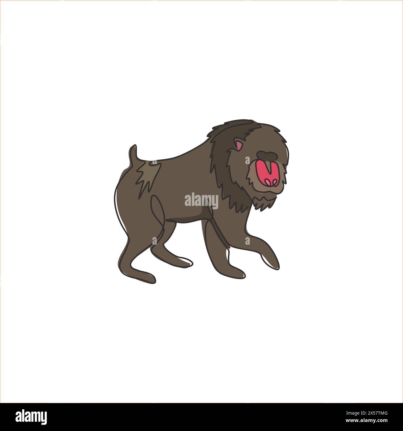 One single line drawing of adorable mandrill for company logo identity ...