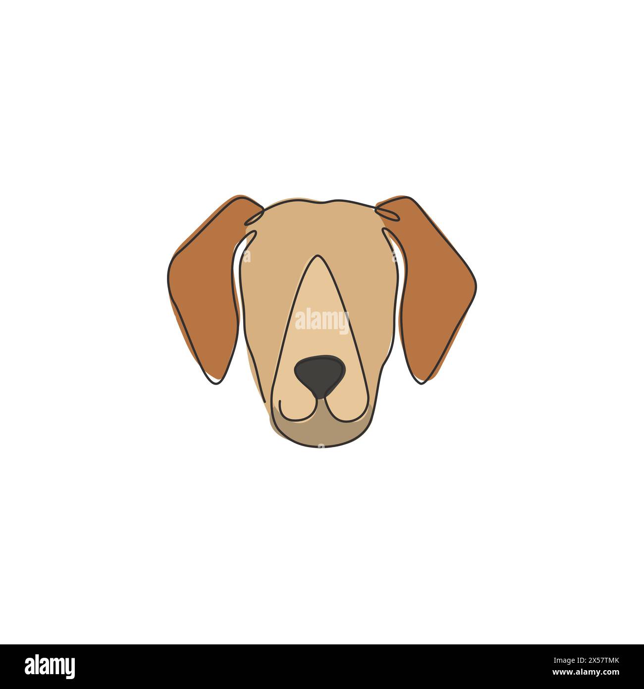 Single continuous line drawing of cute labrador retriever dog head for ...