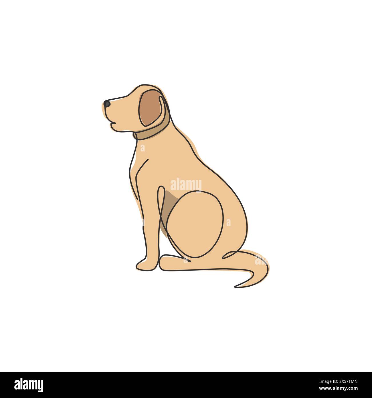 Single one line drawing of adorable labrador retriever dog for logo ...