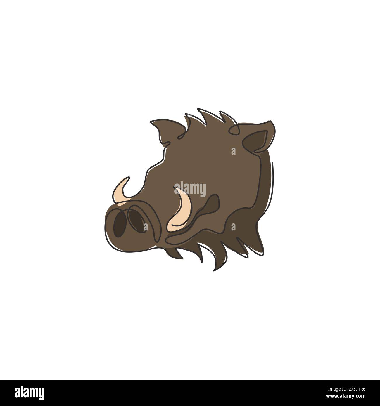 Single one line drawing of ruthless common warthog head for company ...