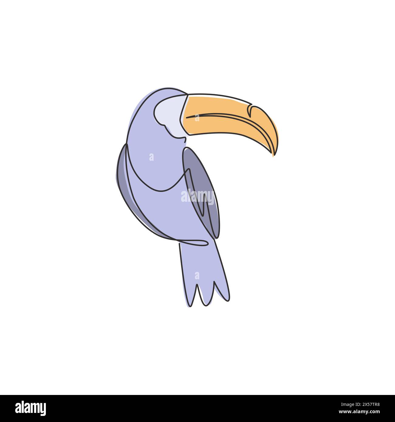 Single continuous line drawing of adorable toucan bird with big beak ...