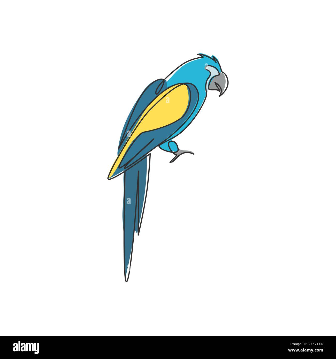 Single continuous line drawing of smart funny parrot bird for company ...