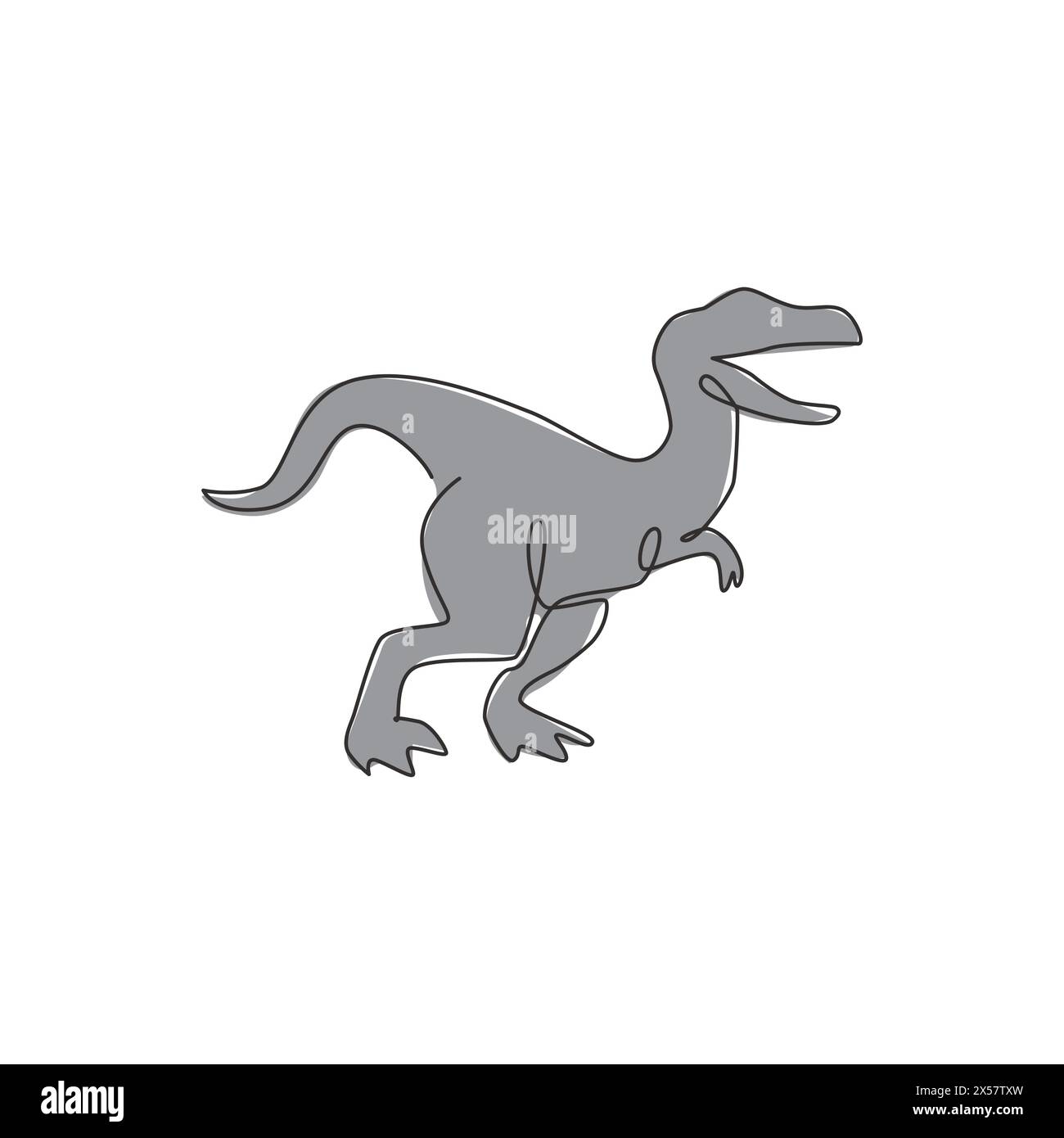 One continuous line drawing of aggressive raptor animal for logo ...