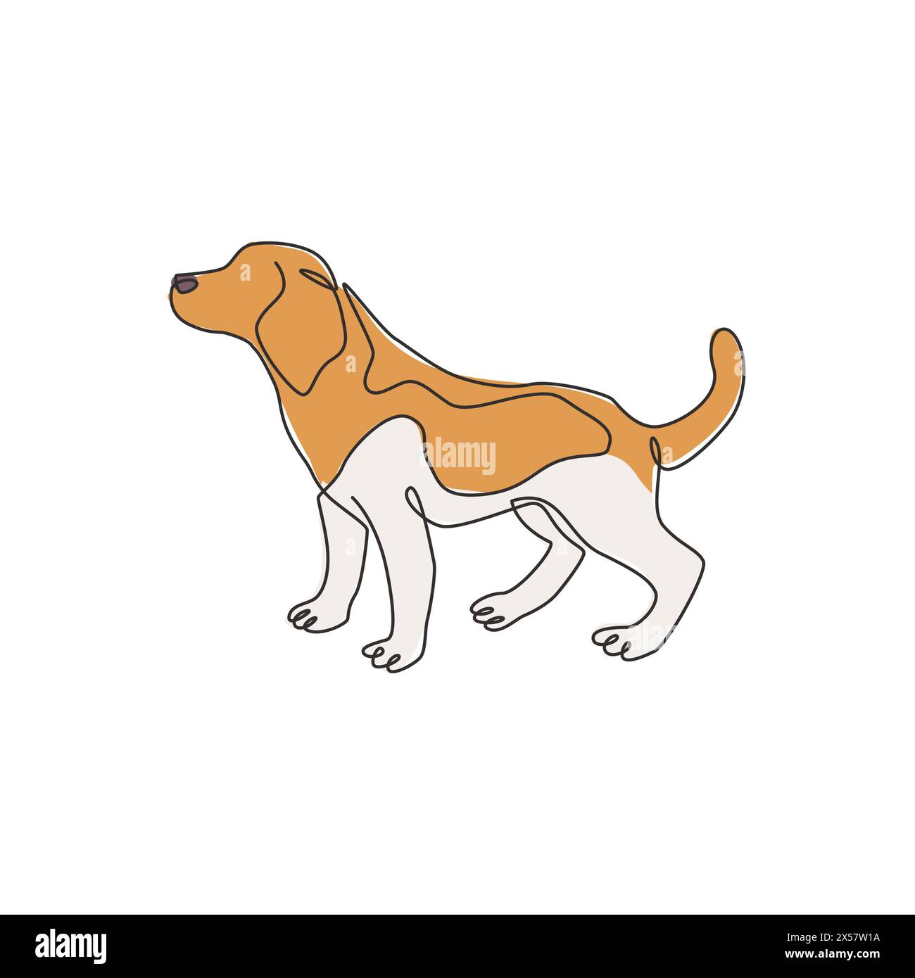 Single one line drawing of cute beagle dog for company logo identity ...
