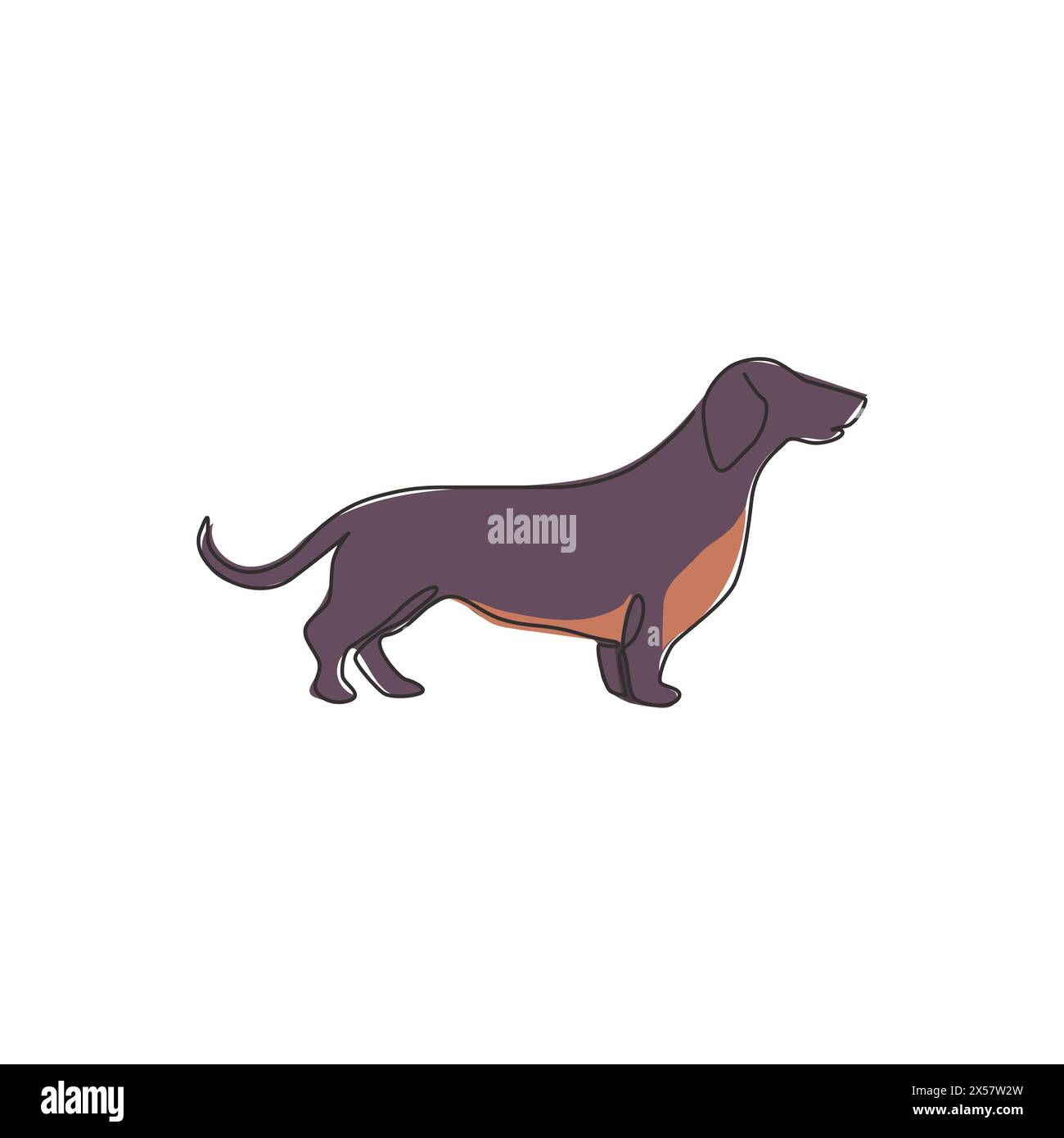 One continuous line drawing of adorable dachshund dog for logo identity ...