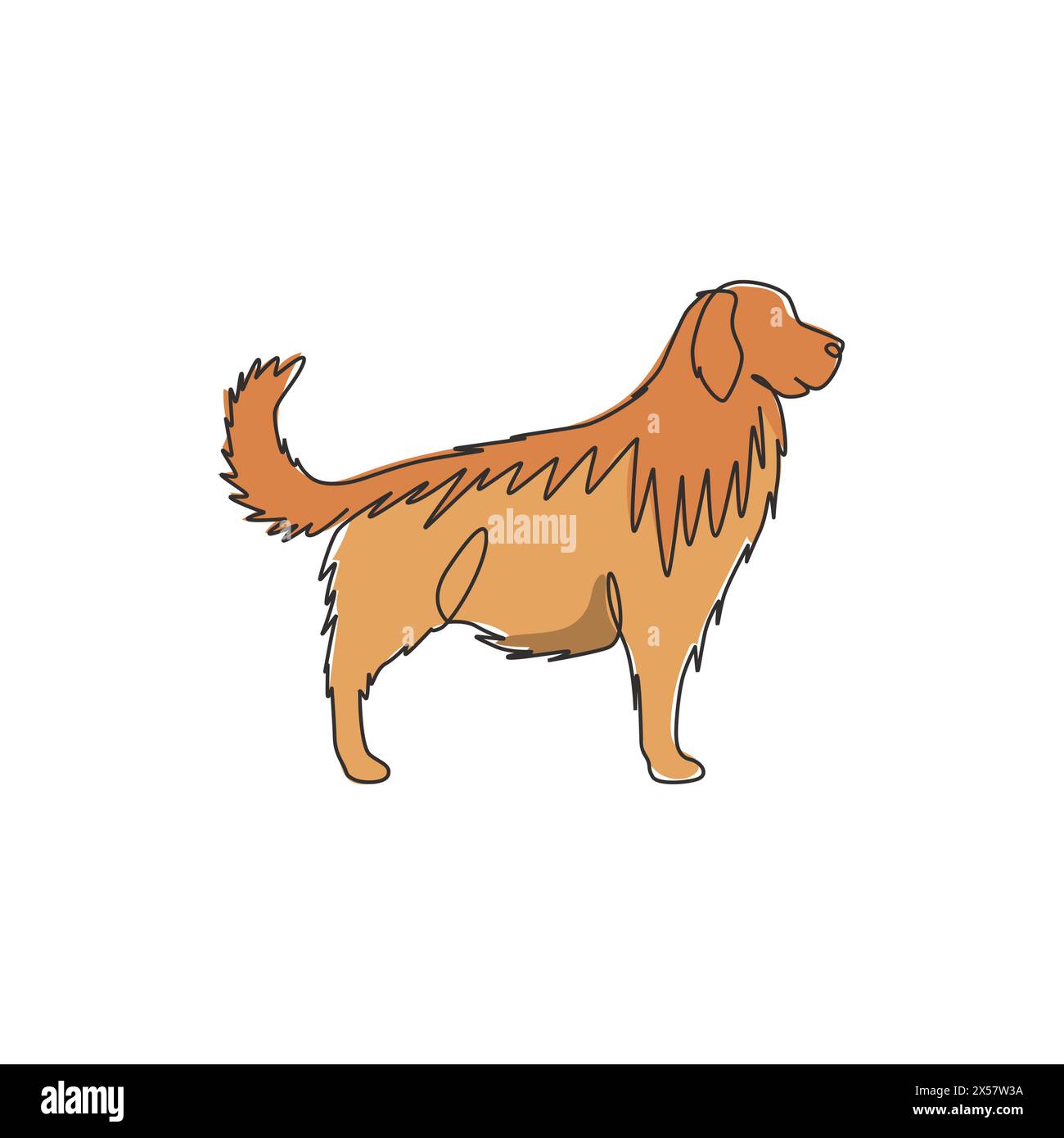 One continuous line drawing of cute golden retriever dog for company ...