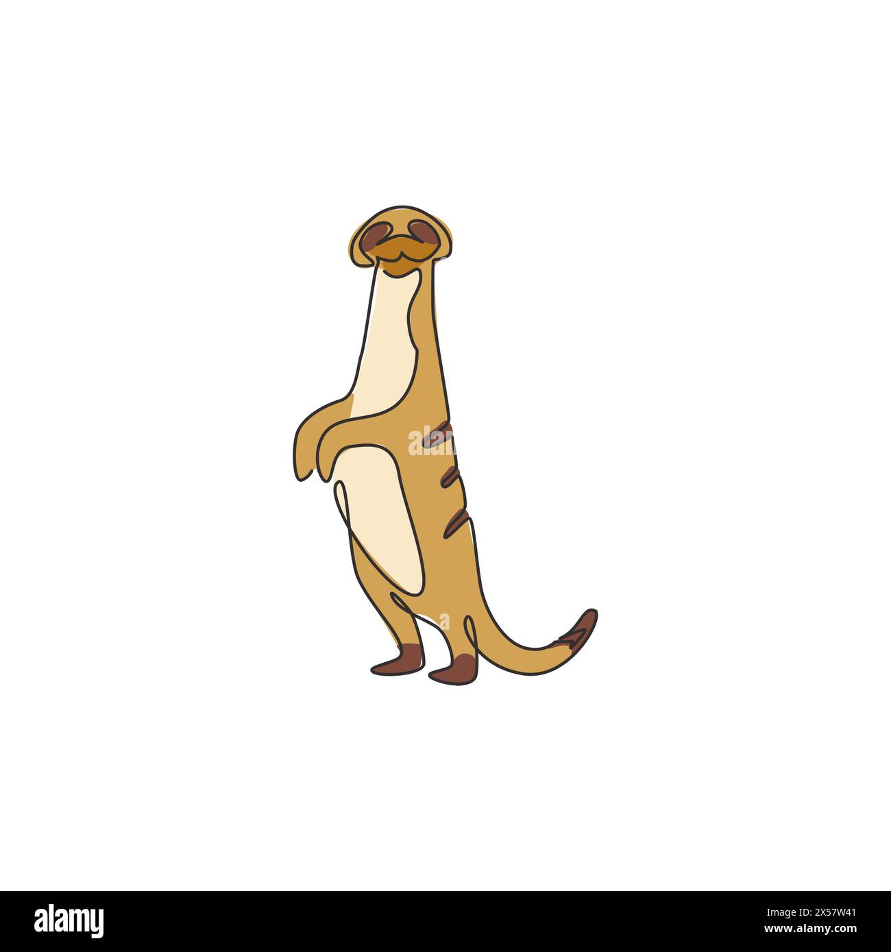 One continuous line drawing of cute meerkat for company logo identity ...