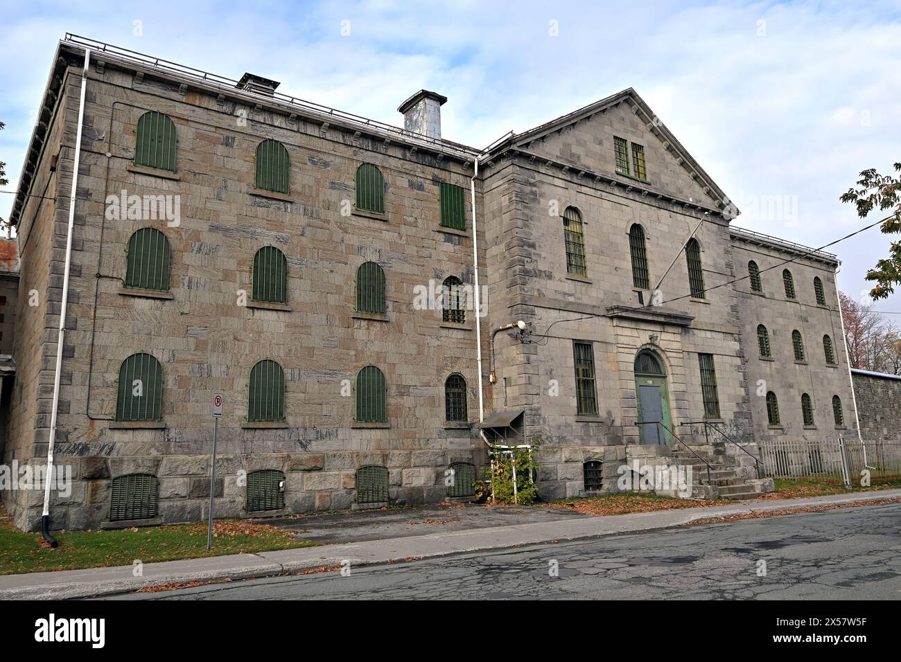 Sherbrooke Winter old prison closed in 1990, old stone building Stock ...