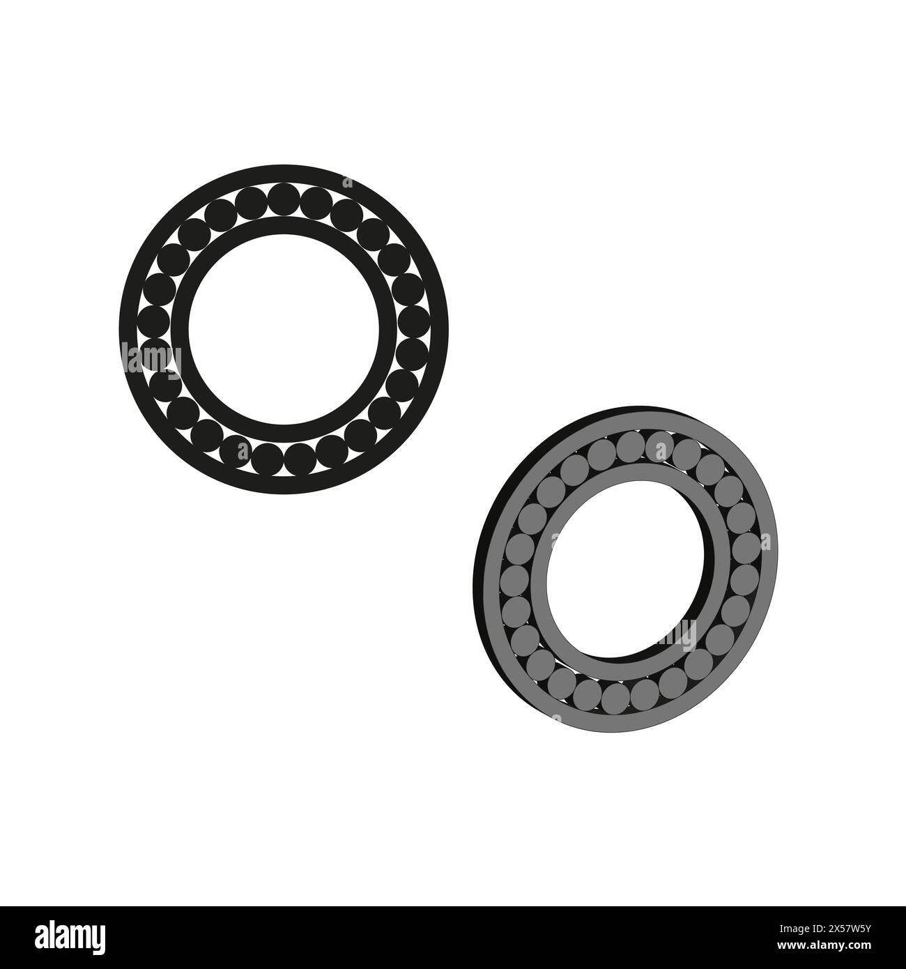 Minimalist ball bearings vector. Precision mechanical parts illustration. Engineering component ...