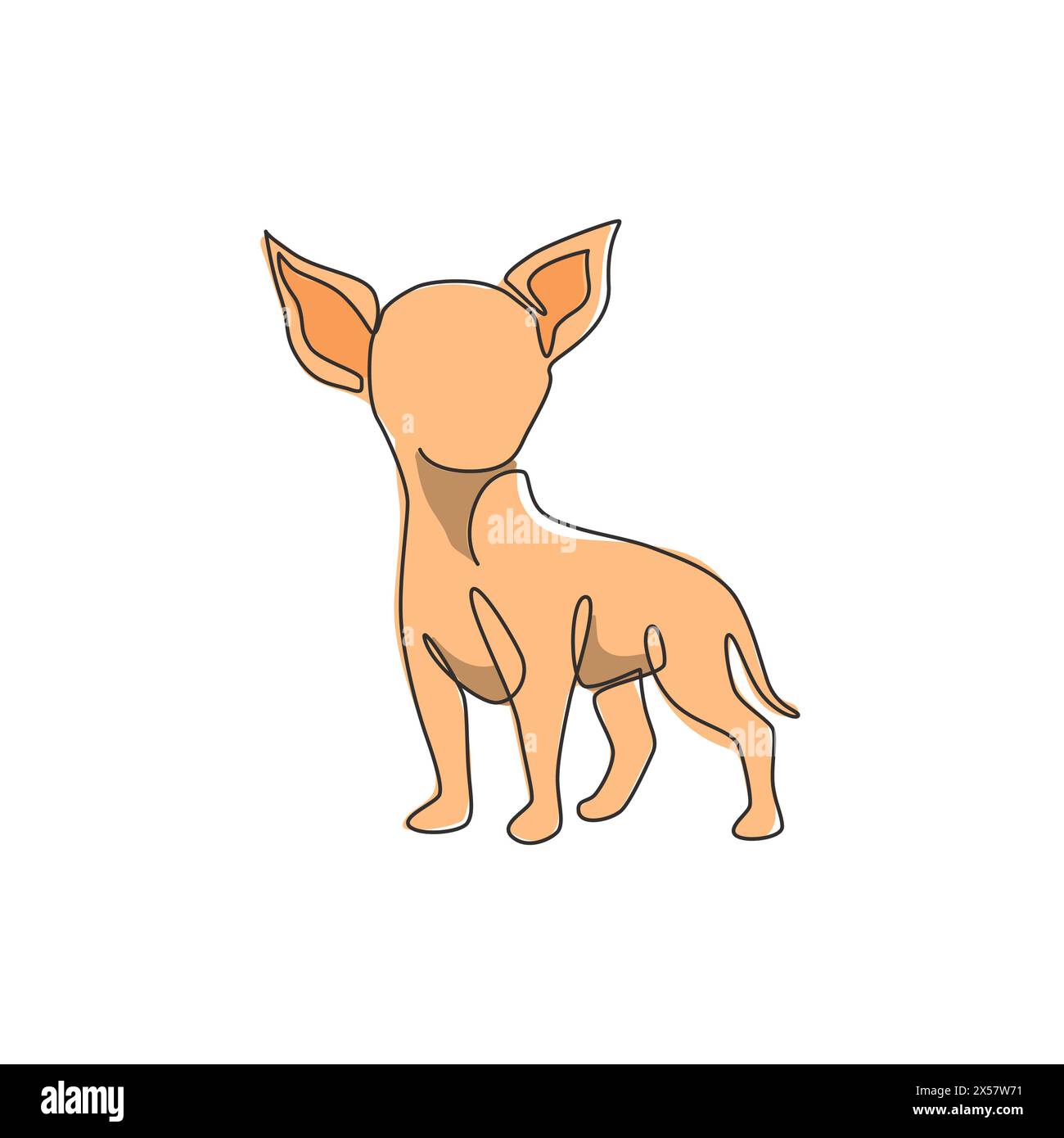 Single continuous line drawing of cute chihuahua dog for company logo ...
