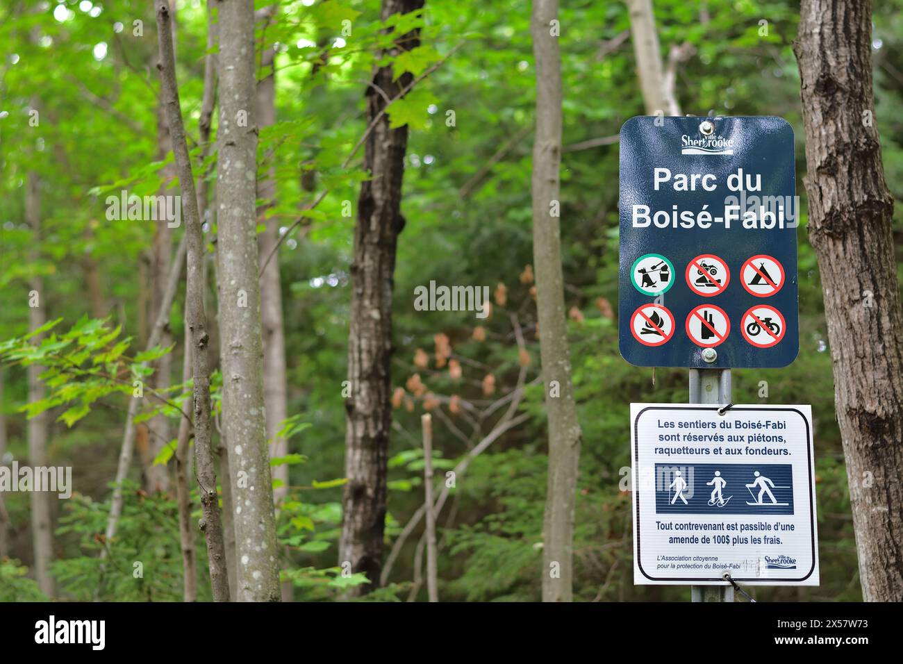 SHERBROOKE, QUEBEC, CANADA - August 28, 2021 Boisé Fabi park sign Stock ...