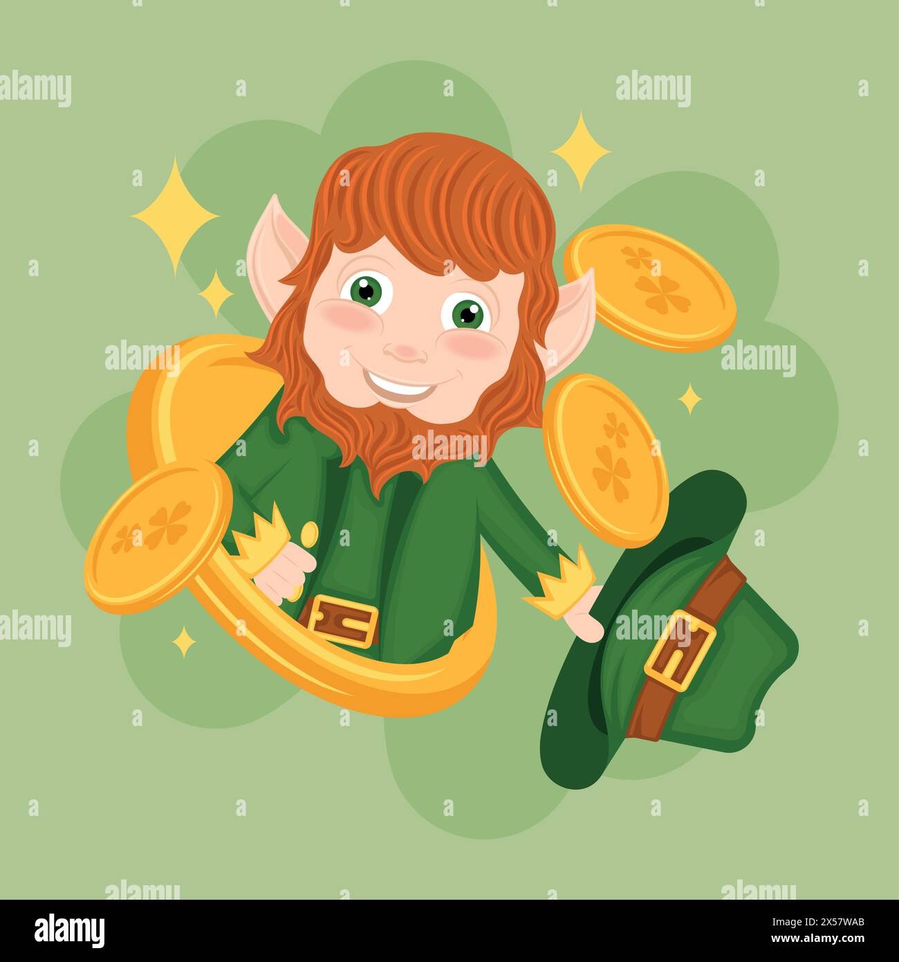 St Patricks day Irish elf character cartoon Vector Stock Vector Image ...