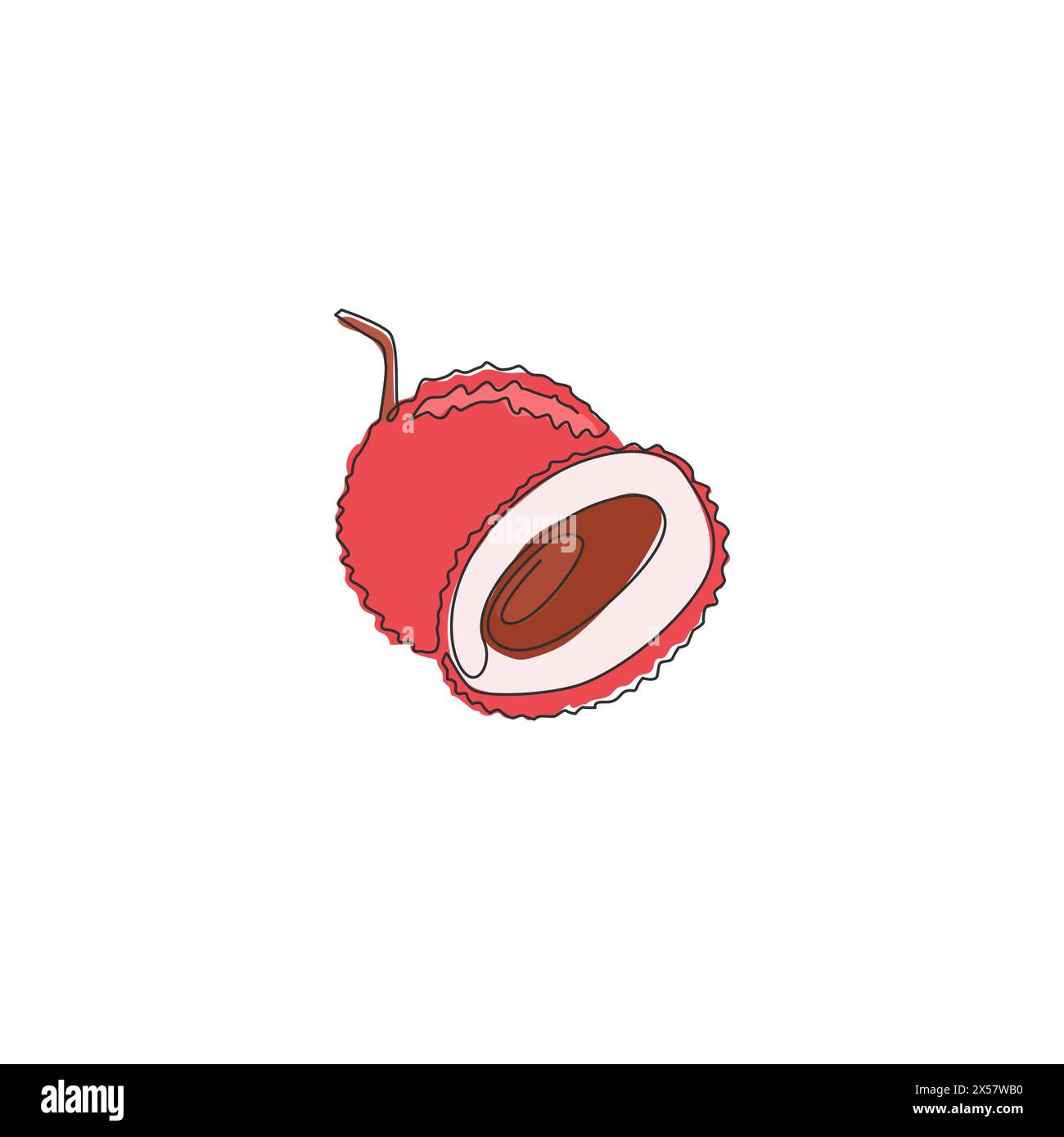 Single continuous line drawing of whole healthy organic lychee for ...