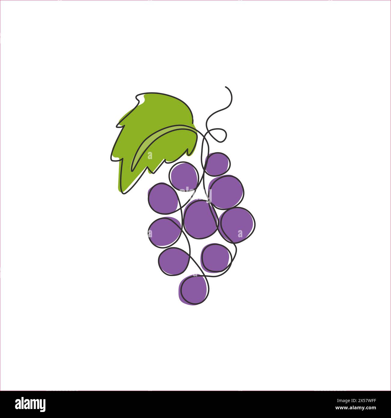 Single continuous line drawing healthy organic grapes for vineyard logo ...