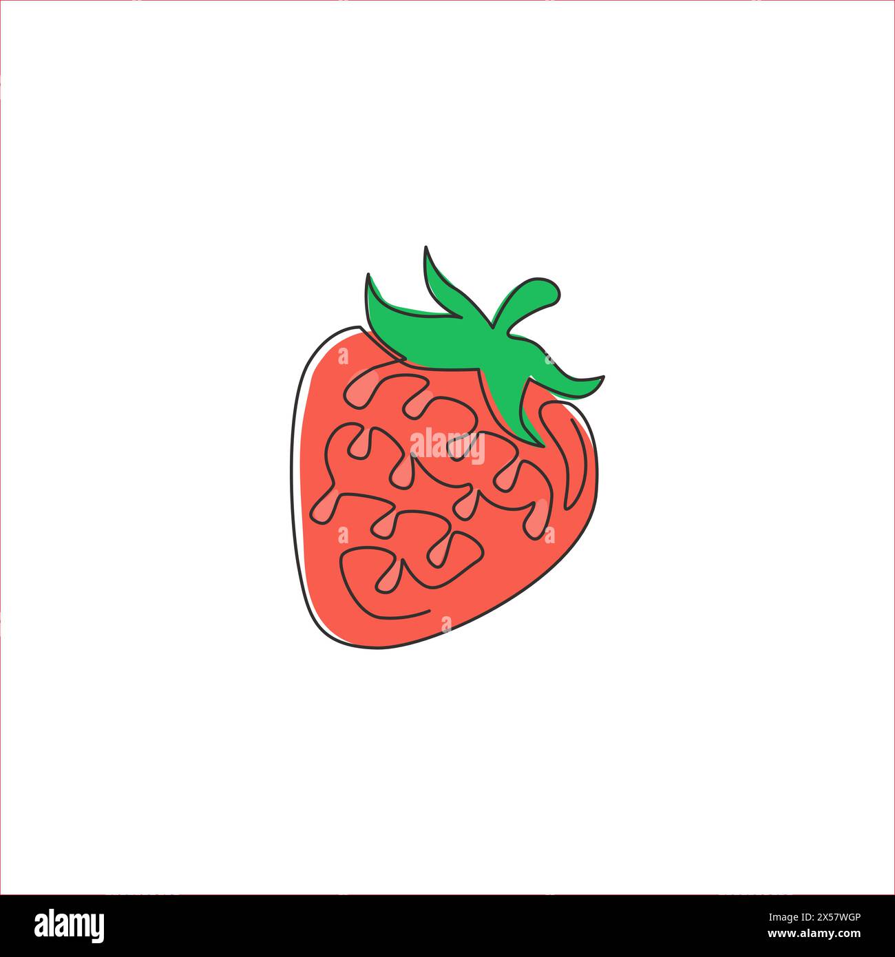 Single continuous line drawing of whole healthy organic strawberry for ...