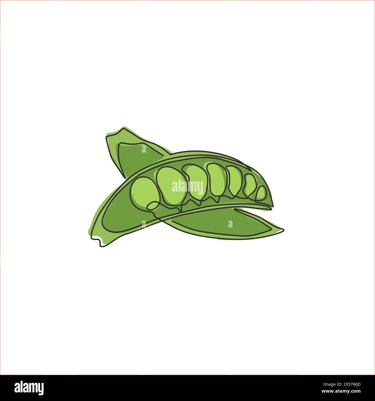 One continuous line drawing whole healthy organic green pea for farm ...