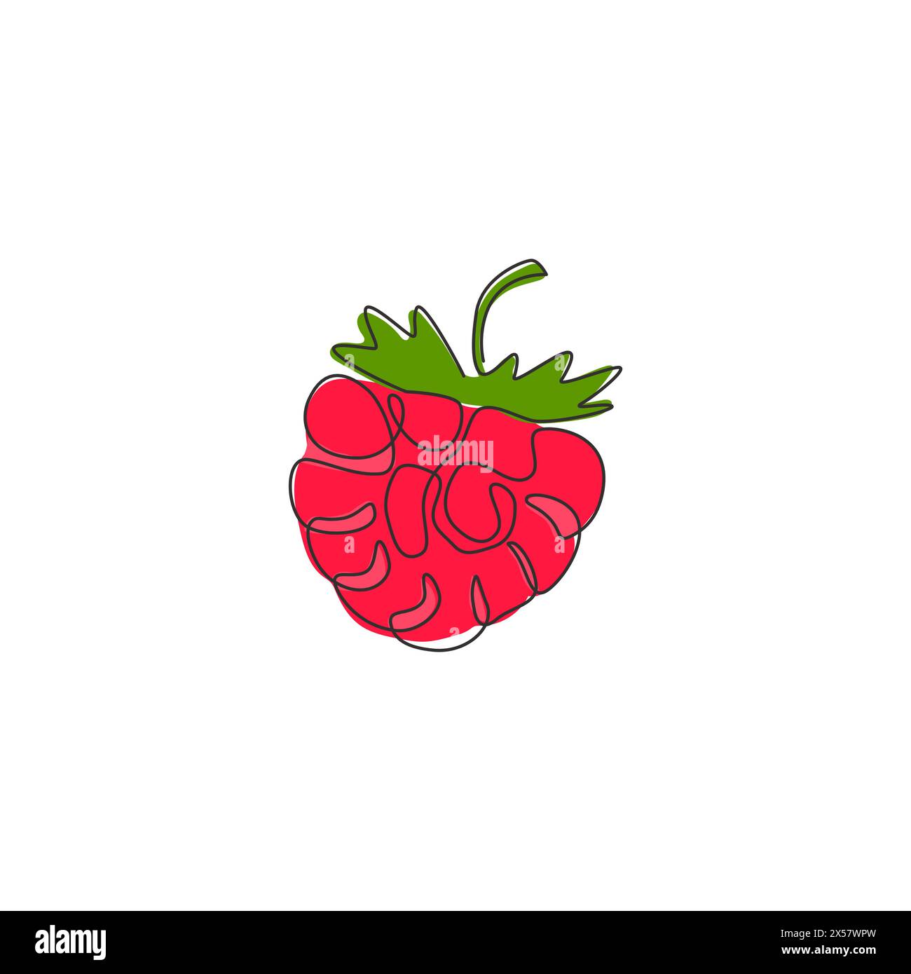 One continuous line drawing of whole healthy organic raspberry for ...