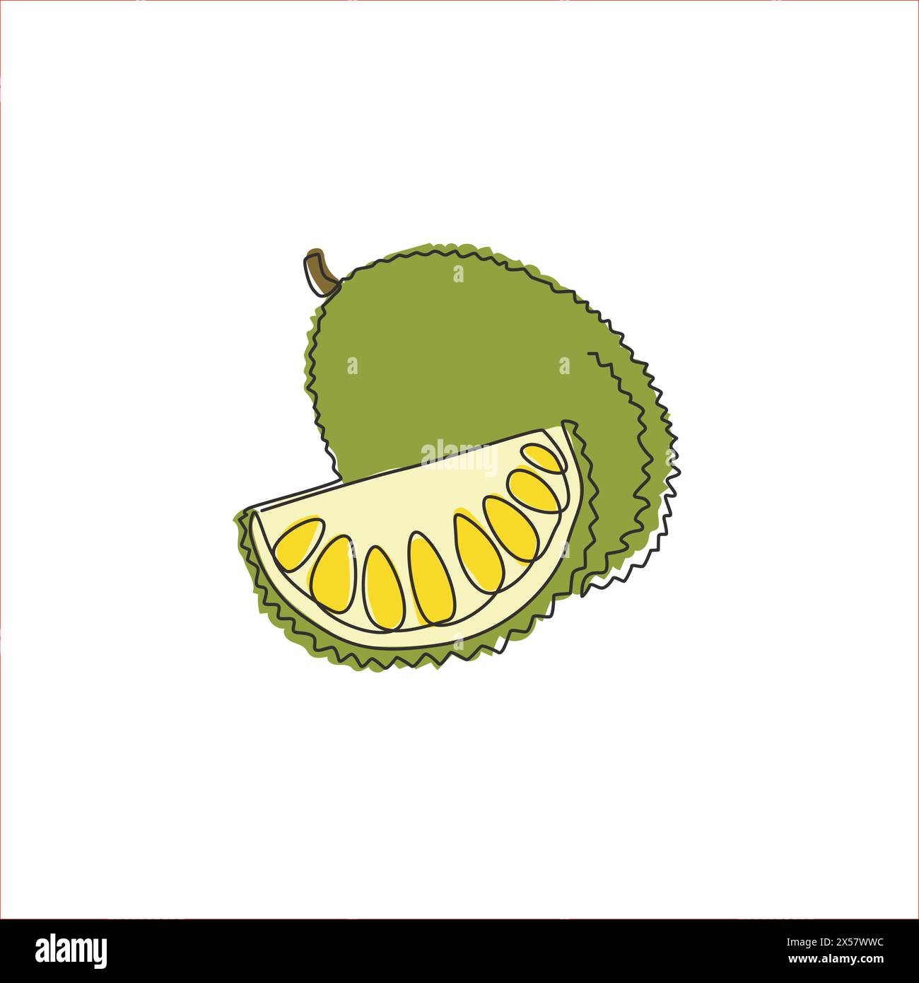 One continuous line drawing whole healthy organic jackfruit for orchard ...