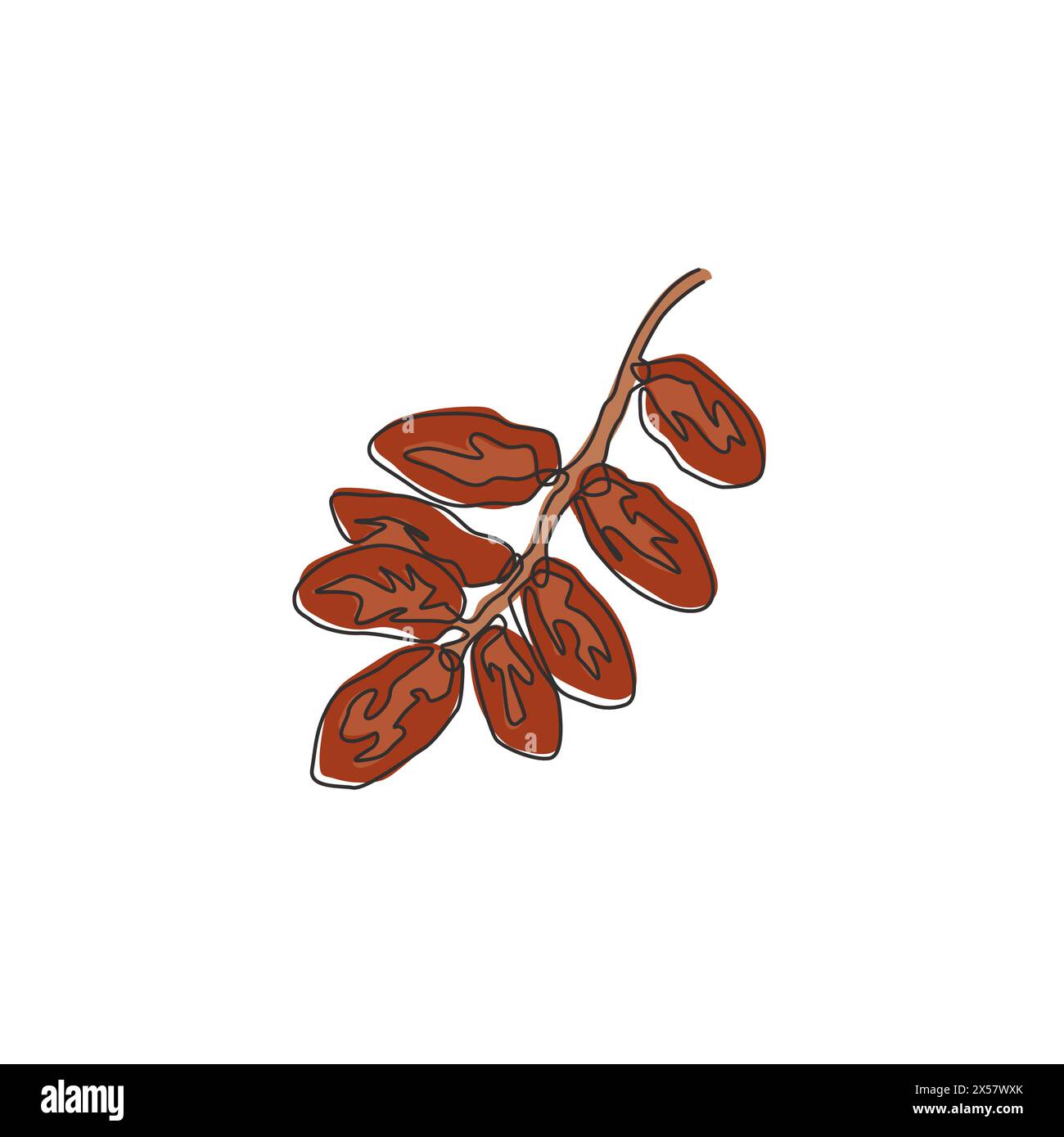 Single continuous line drawing stack healthy organic fruit dates for ...