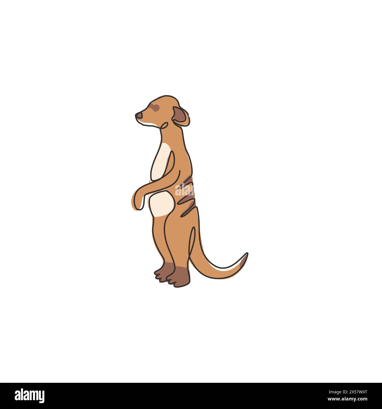 One single line drawing of funny meerkat for company logo identity ...