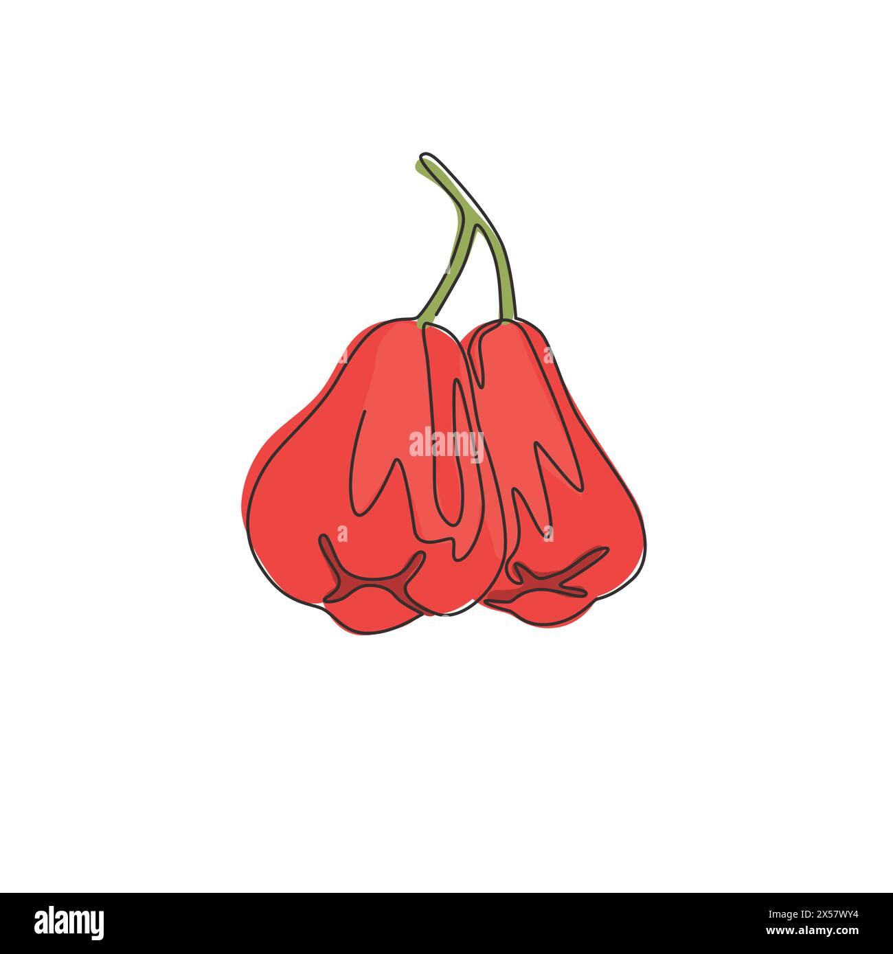 Single continuous line drawing of whole healthy organic bell fruits for ...