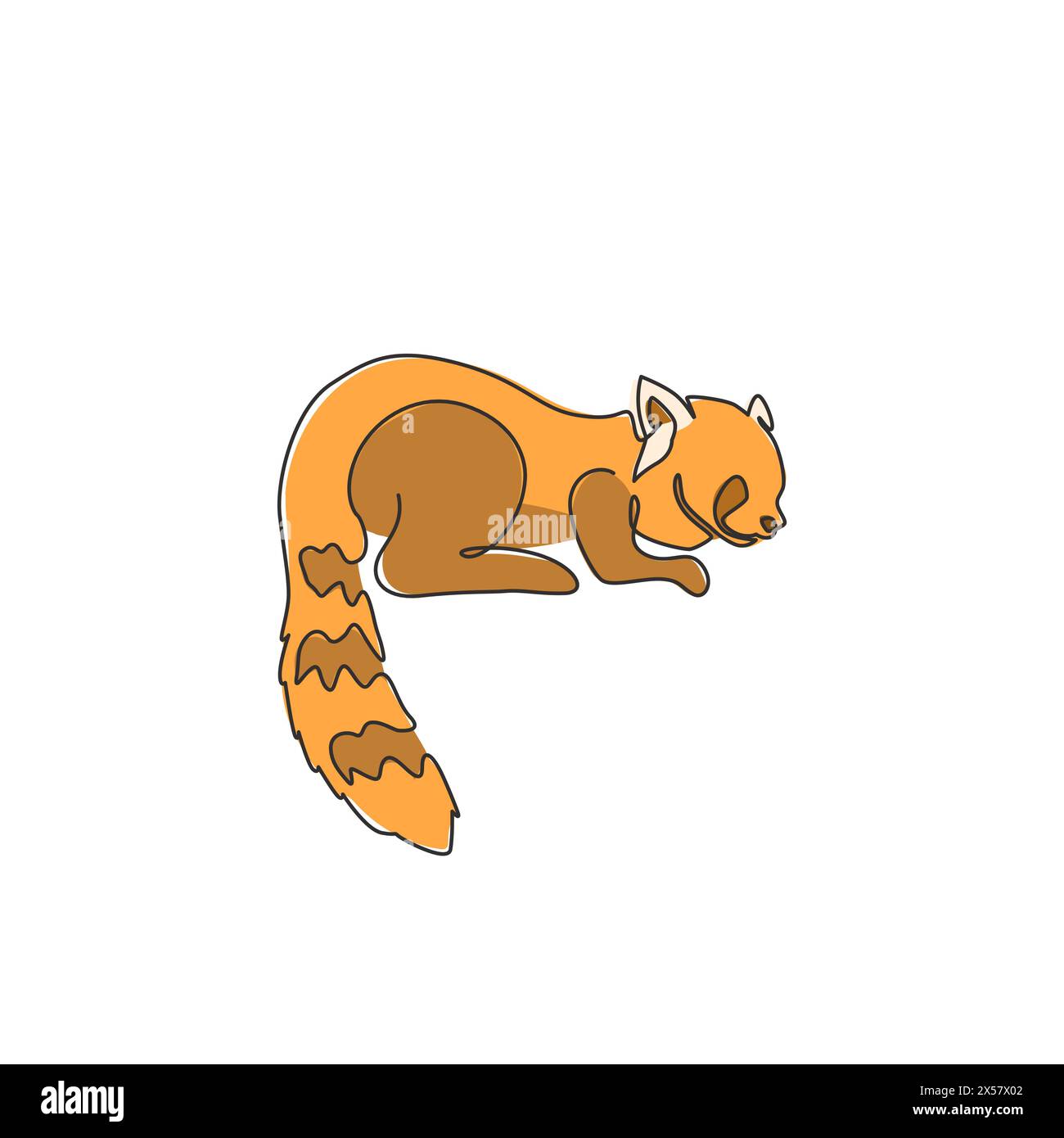 One continuous line drawing of cute red panda for company logo identity ...