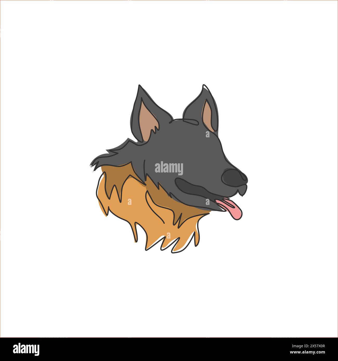 One continuous line drawing of cute german shepherd dog for security ...