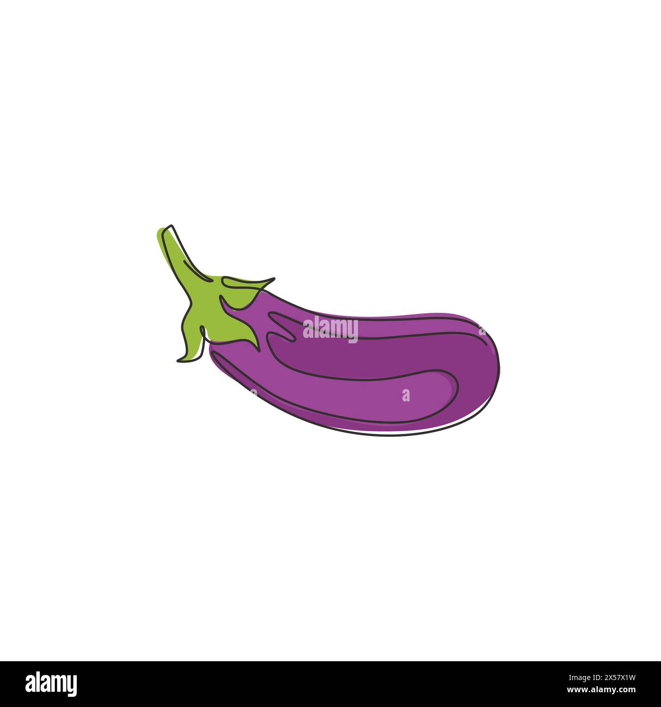 One Continuous Line Drawing Whole Healthy Organic Eggplant For Farm