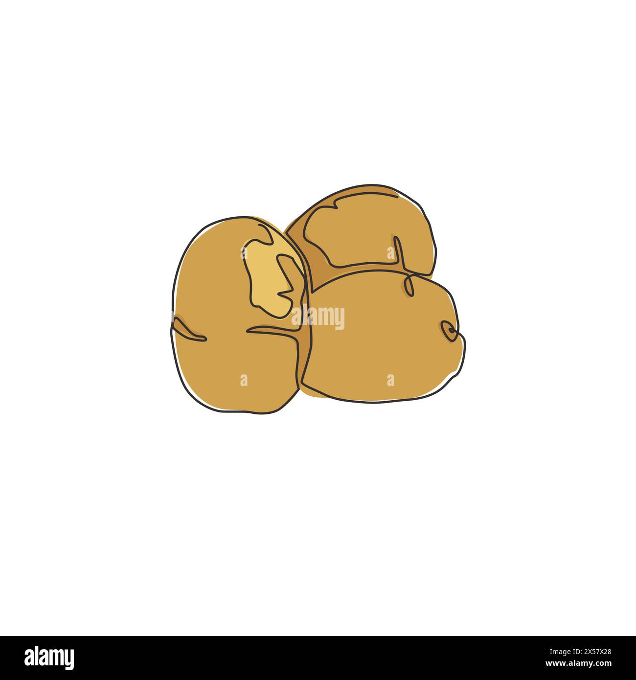 One continuous line drawing whole healthy organic potatoes for farm ...