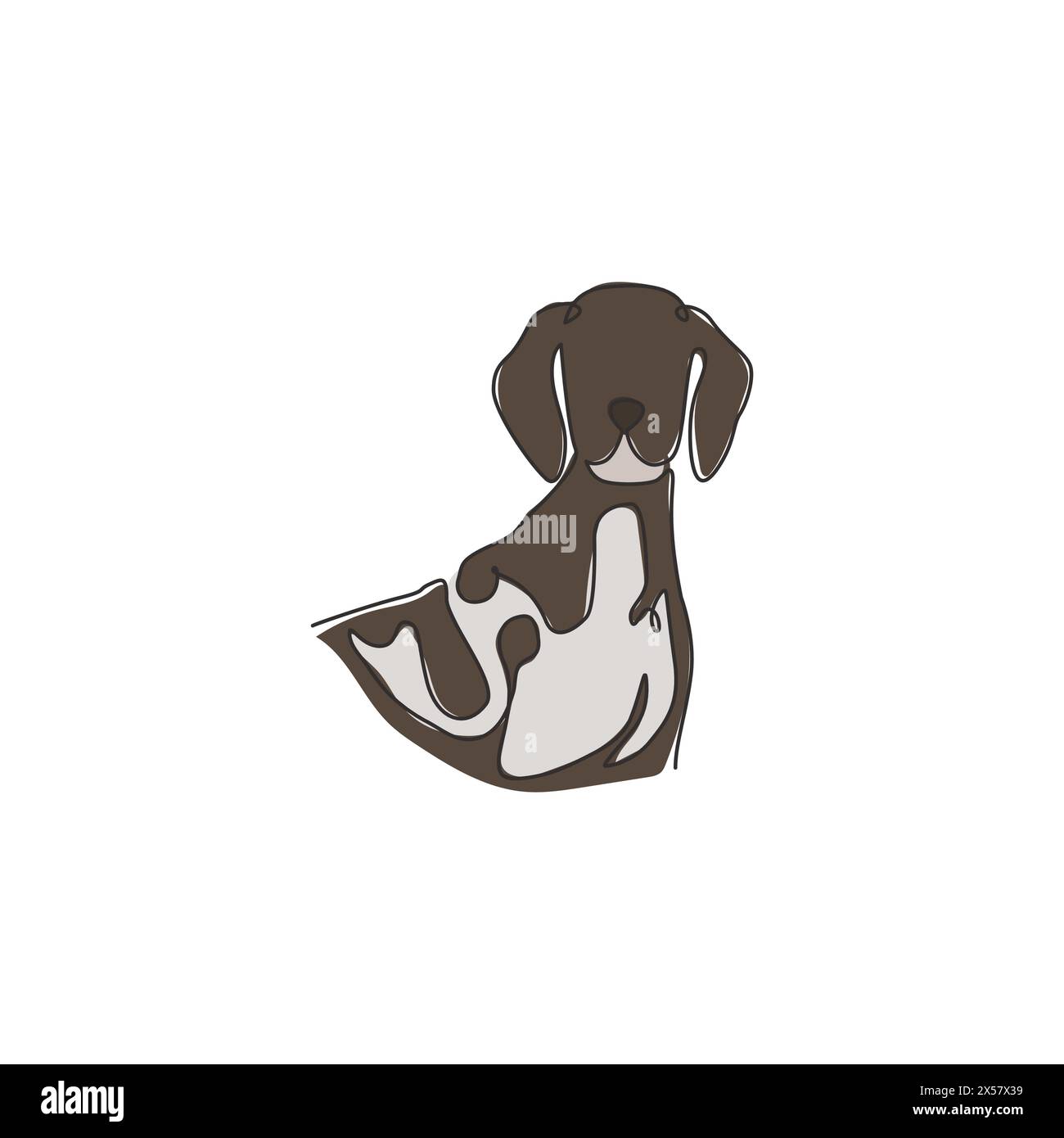 One continuous line drawing of cute german shorthaired pointer for ...