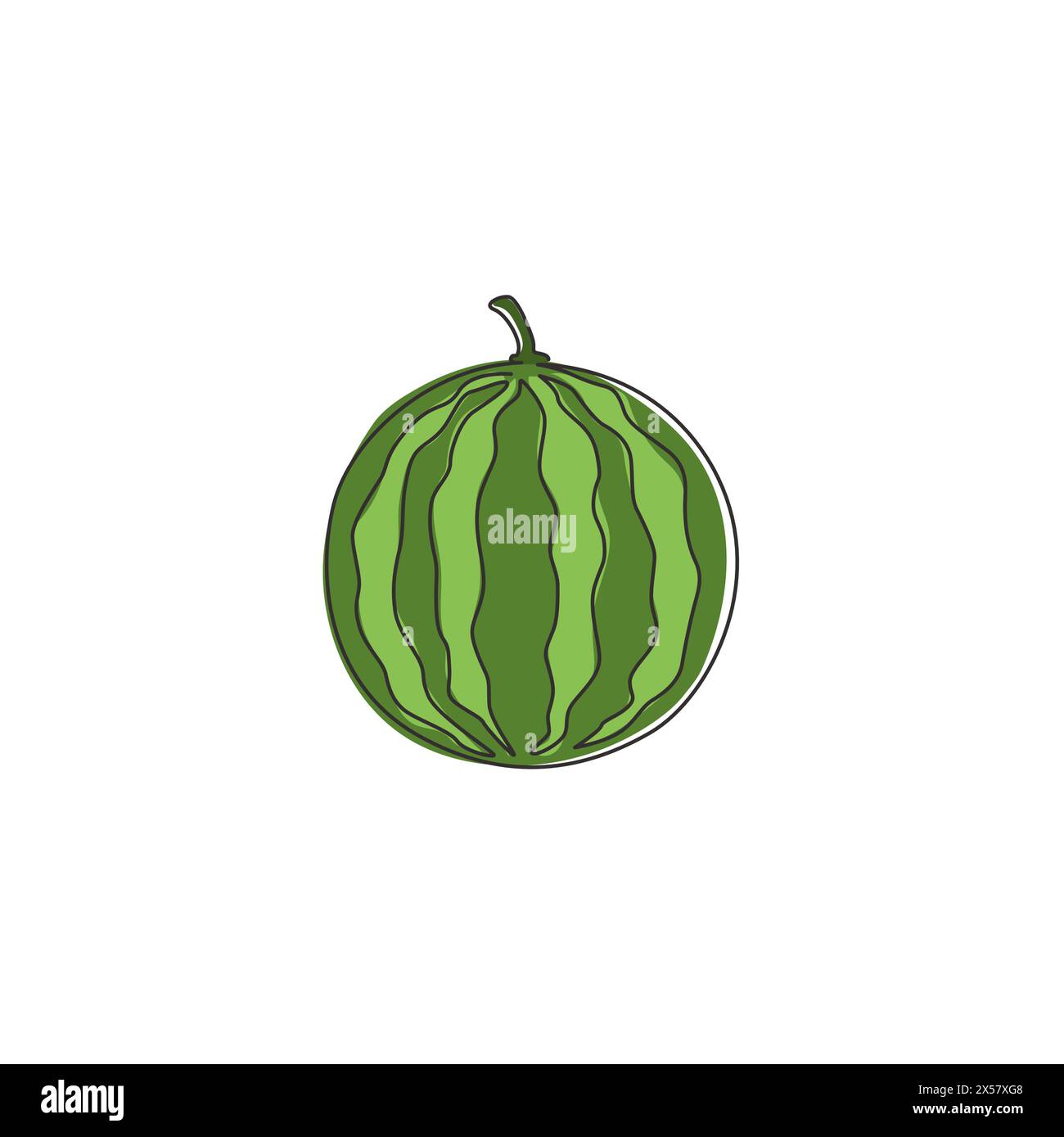 Single continuous line drawing of whole healthy organic watermelon for ...