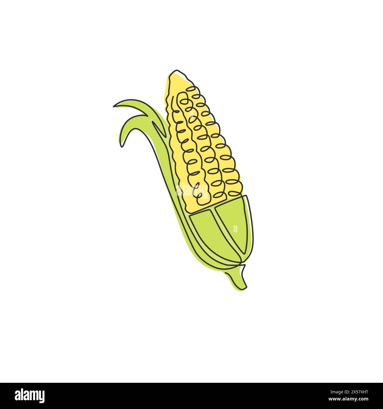 One single line drawing of whole healthy organic corn crop for farm ...