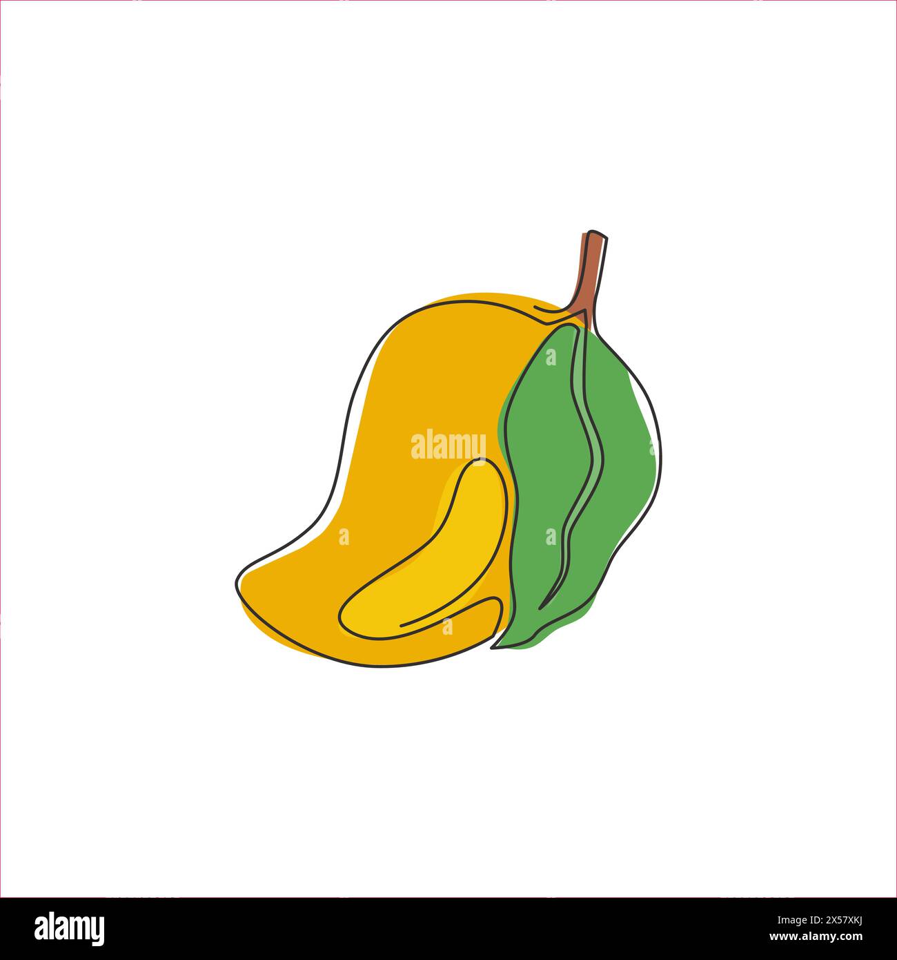 Single continuous line drawing of healthy mango organic for orchard ...
