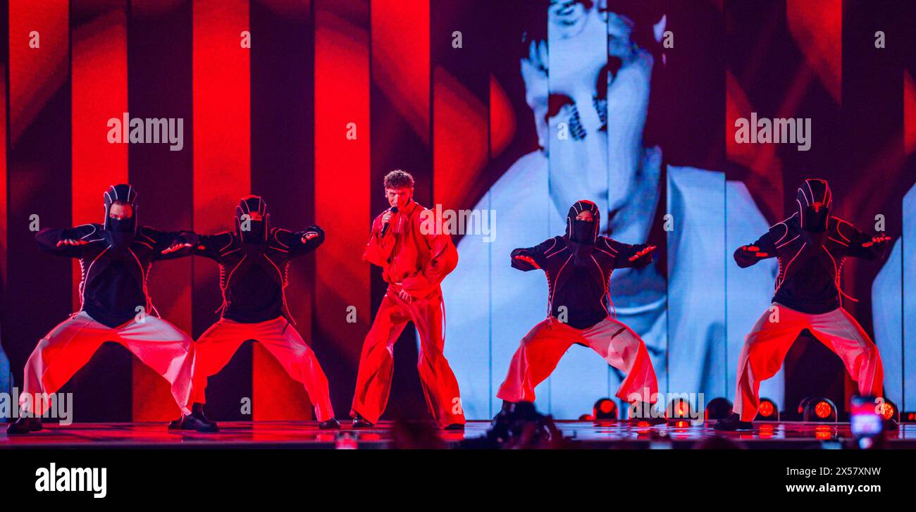 07 May 2024, Sweden, Malmö: Silvester Belt from Lithuania with the ...