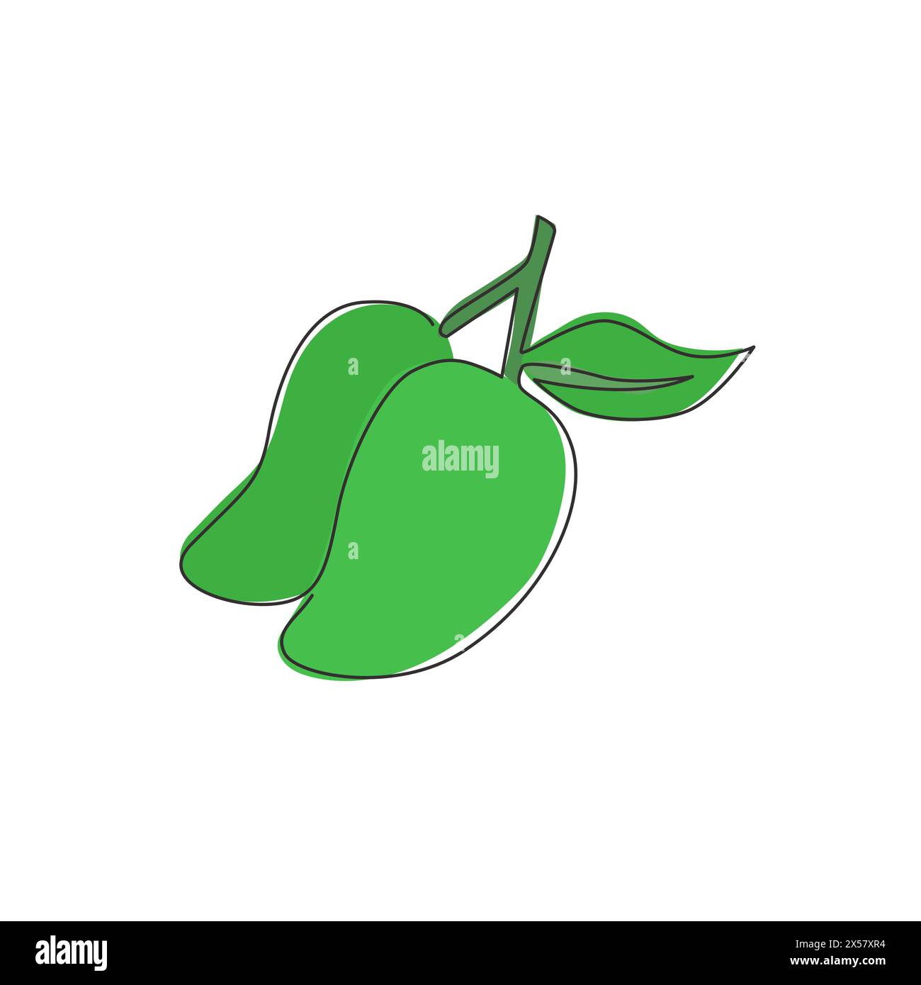 Single one line drawing of healthy organic mangoes for orchard logo ...