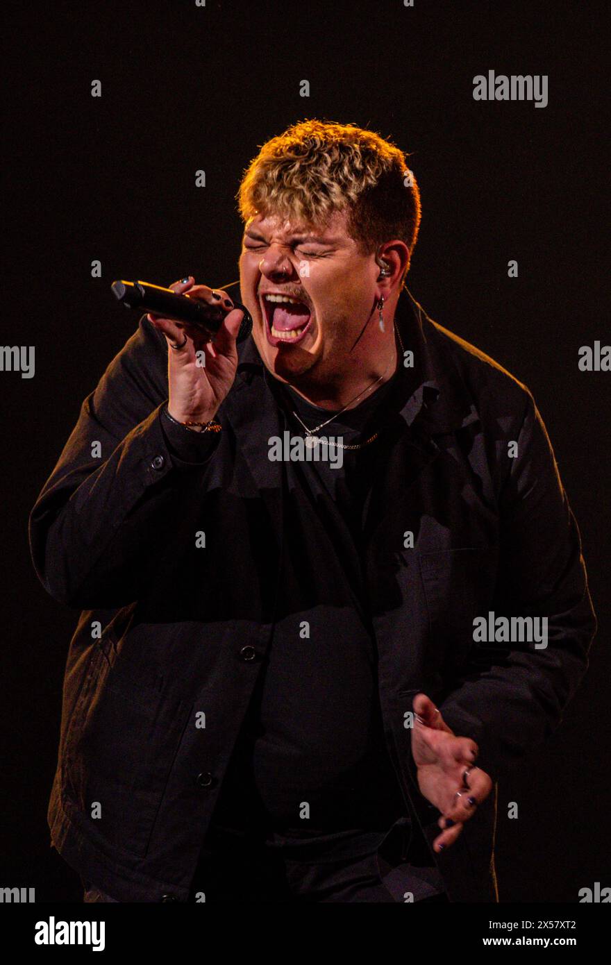 07 May 2024, Sweden, Malmö: Isaak from Germany sings the song "Always ...