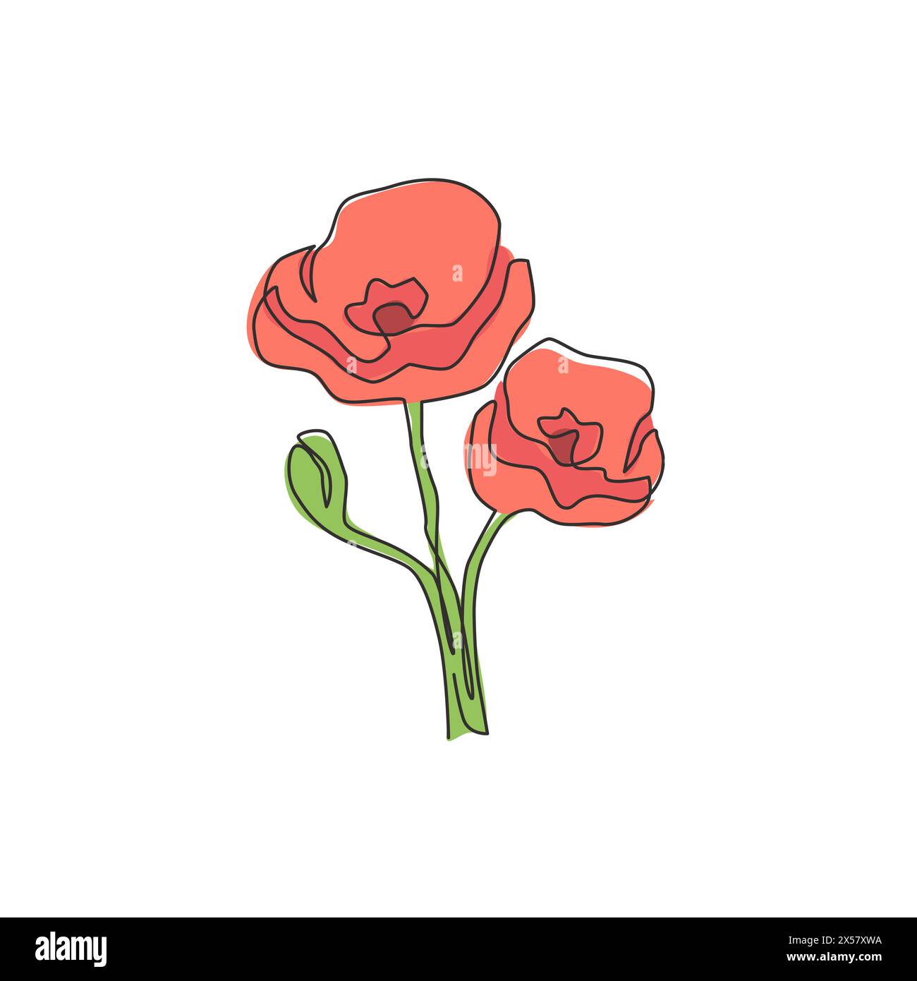 Single One Line Drawing Beauty Fresh Herbaceous Plant For Home Decor