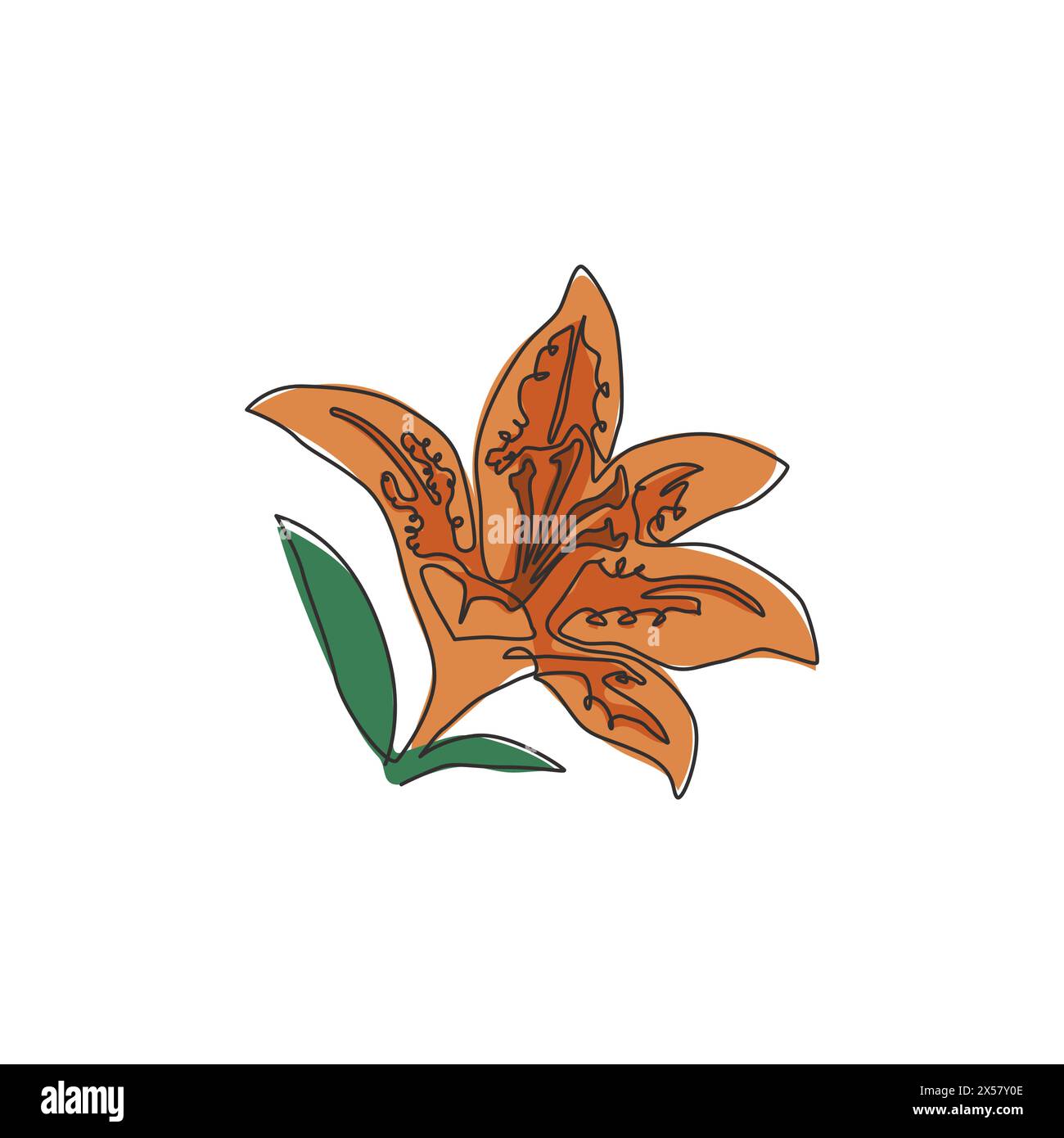 Single One Line Drawing Beauty Fresh Lilium For Home Wall Decor Art