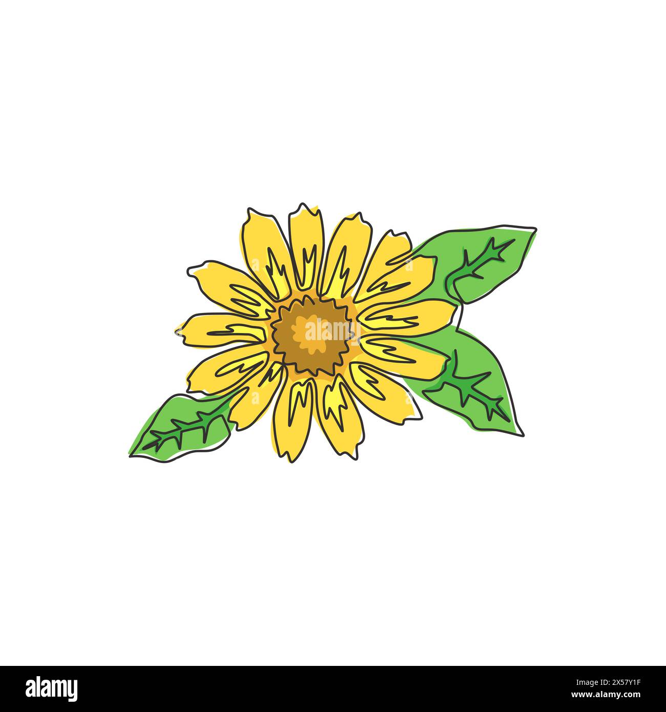 Single continuous line drawing of beauty fresh marigold for home wall ...