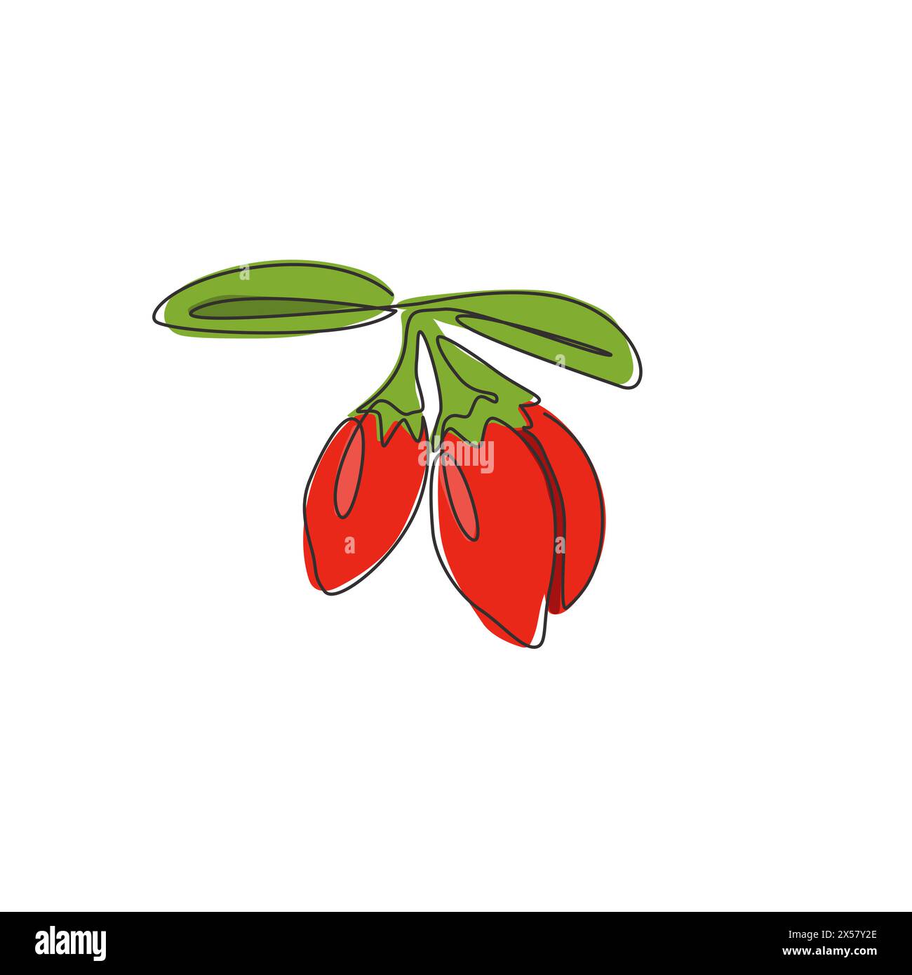 One single line drawing of pile healthy organic goji berries for ...