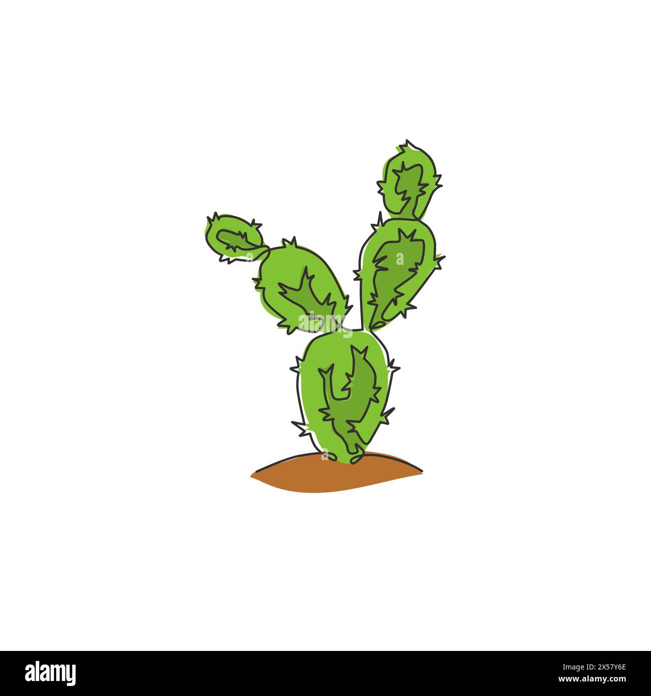 One single line drawing exotic tropical spiny cactus plant. Printable ...